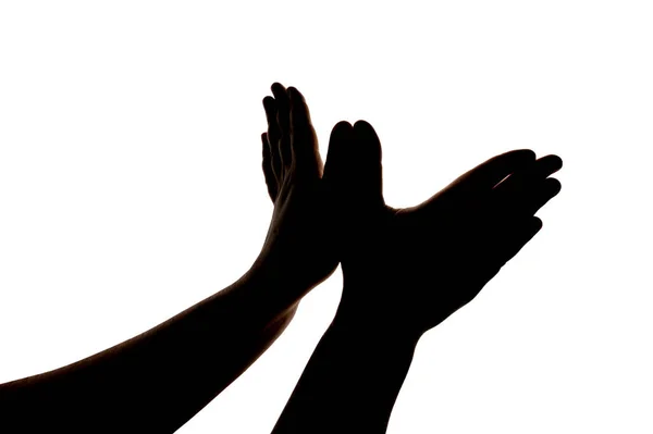 Silhouette Hands Showing Flying Bird Wings Gesture Isolated White ...