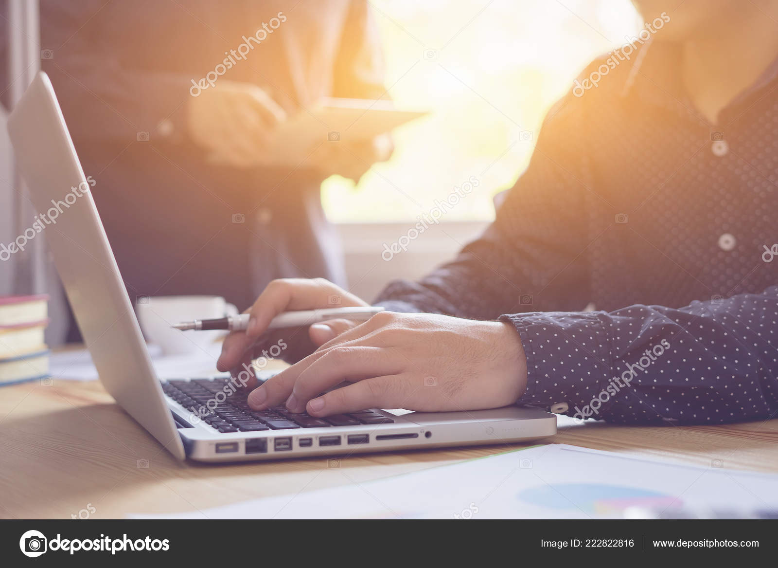 Man Working Laptop Employee Using Digital Tablet Stock Photo by ©ak12m ...
