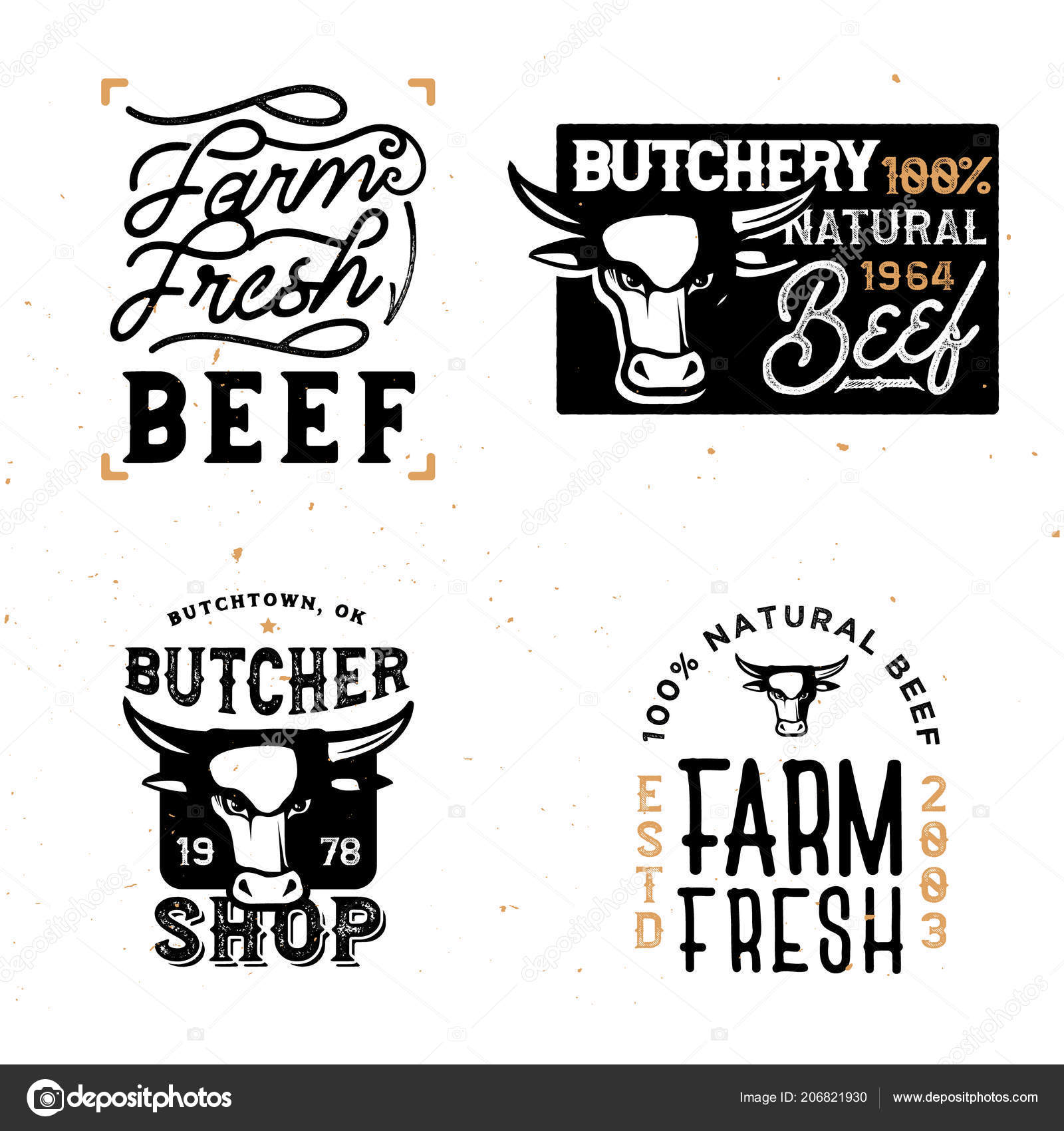 Farm fresh beef badges and logos in vintage. Stock Vector Image by ...