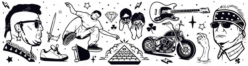 92 Punk rock doodles Vector Images - Free & Royalty-free Punk rock ...