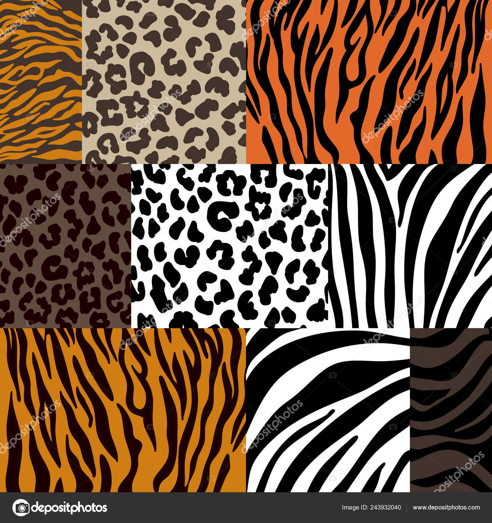 Set of animal prints. Collage with patches. Stock Vector Image by ...