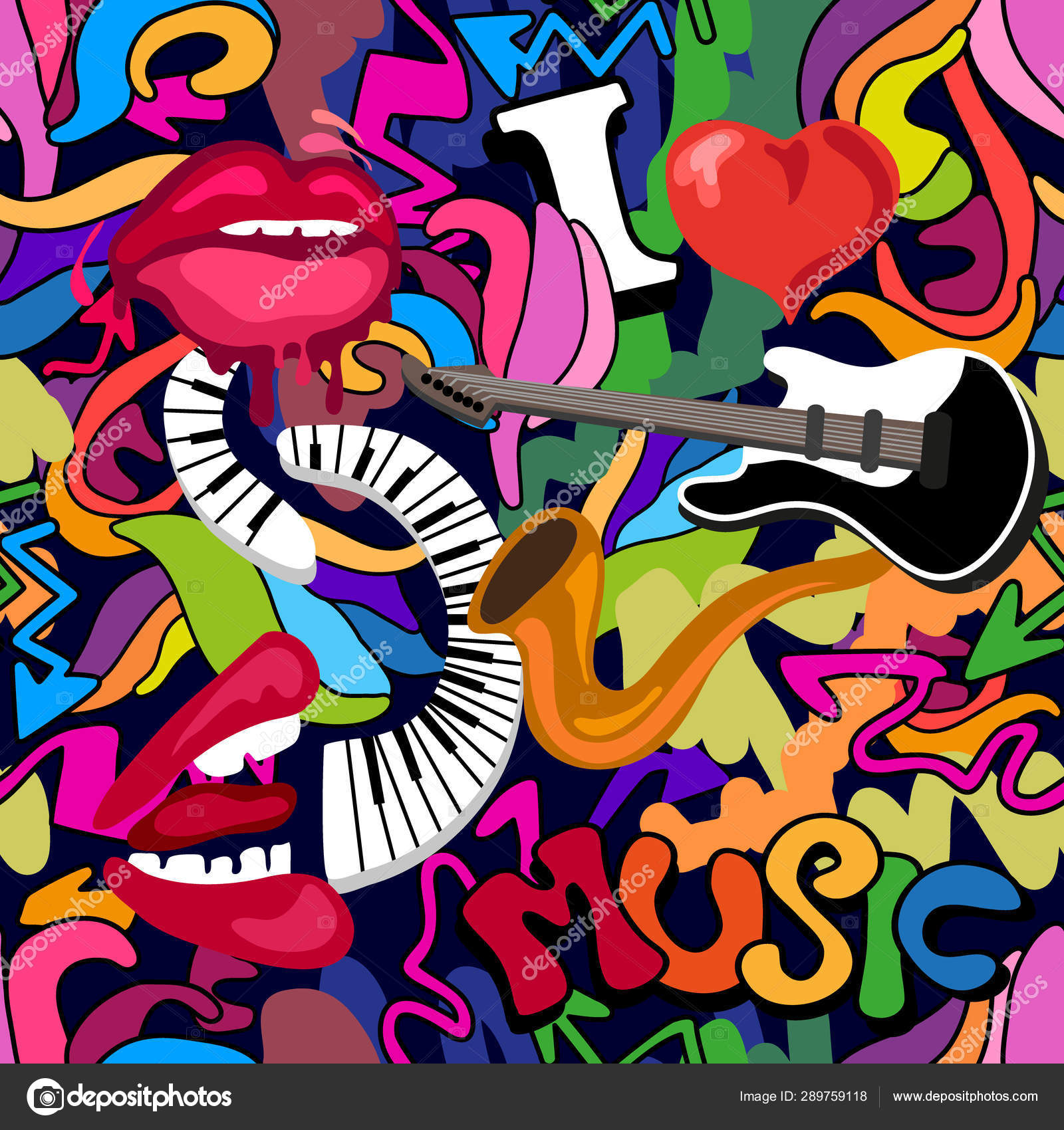 Musical graffiti print. Stock Vector by ©SvetlanaKononova 289759118