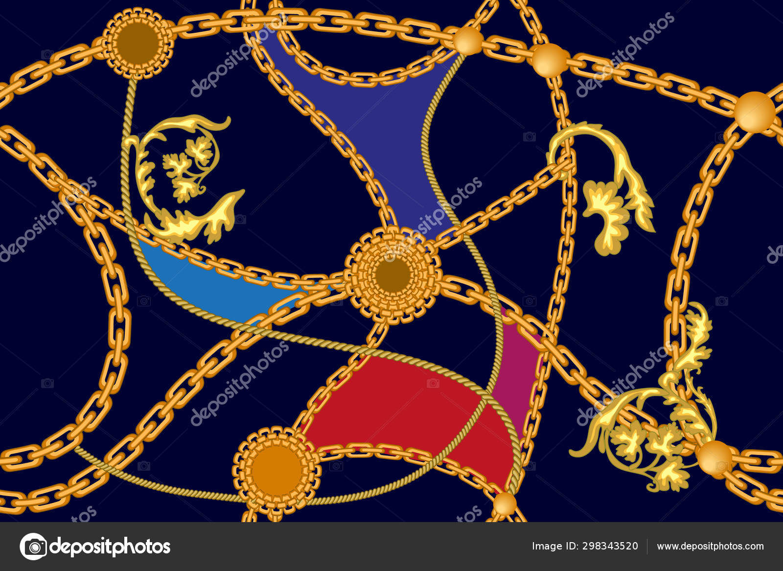 Elegant baroque print with cords and chains. Stock Vector Image by ...