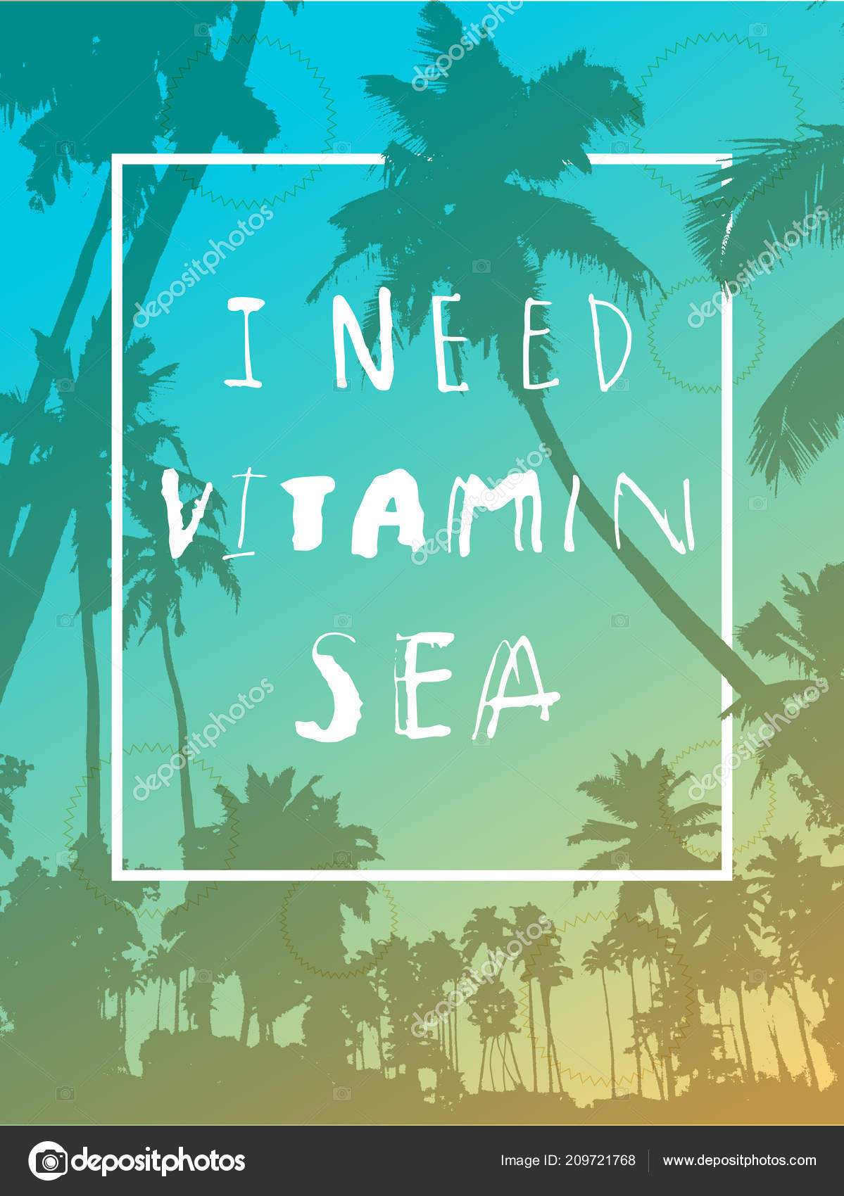 Need Vitamin Sea Calligraphic Inspirational Quote Poster Tropical ...