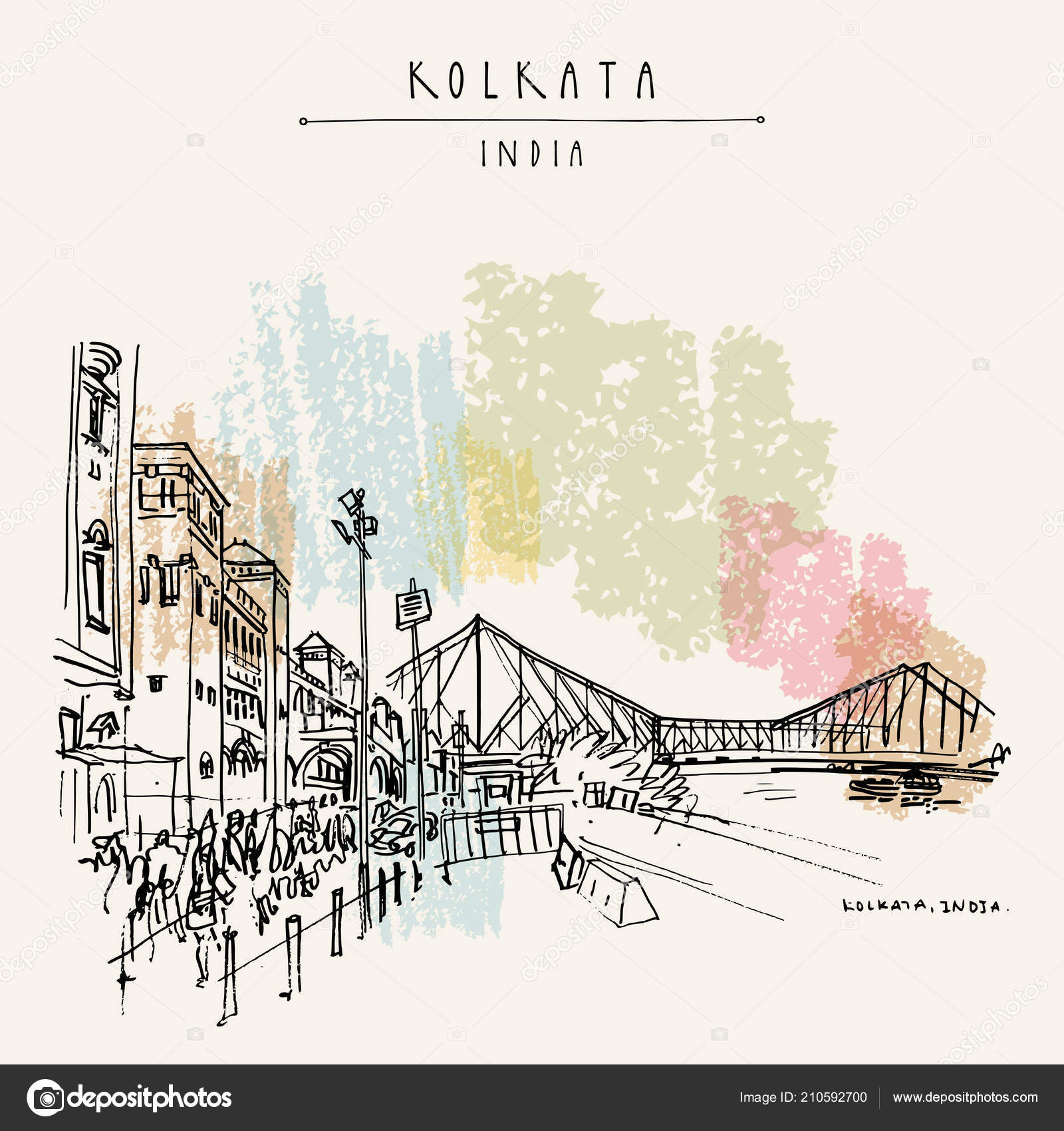 Vector: howrah bridge kolkata | Kolkata India British Era Howrah ...