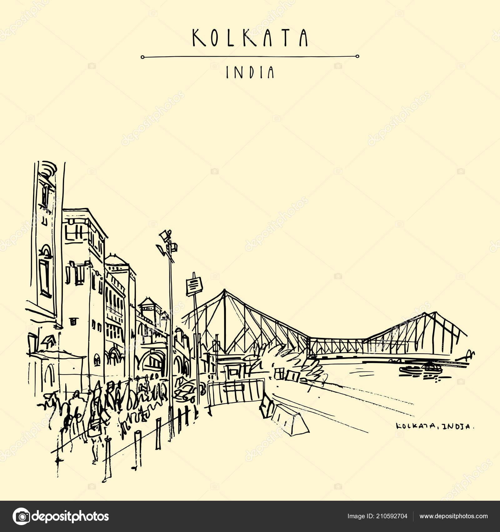 Kolkata India British Era Howrah Junction Railway Station Howrah Bridge ...