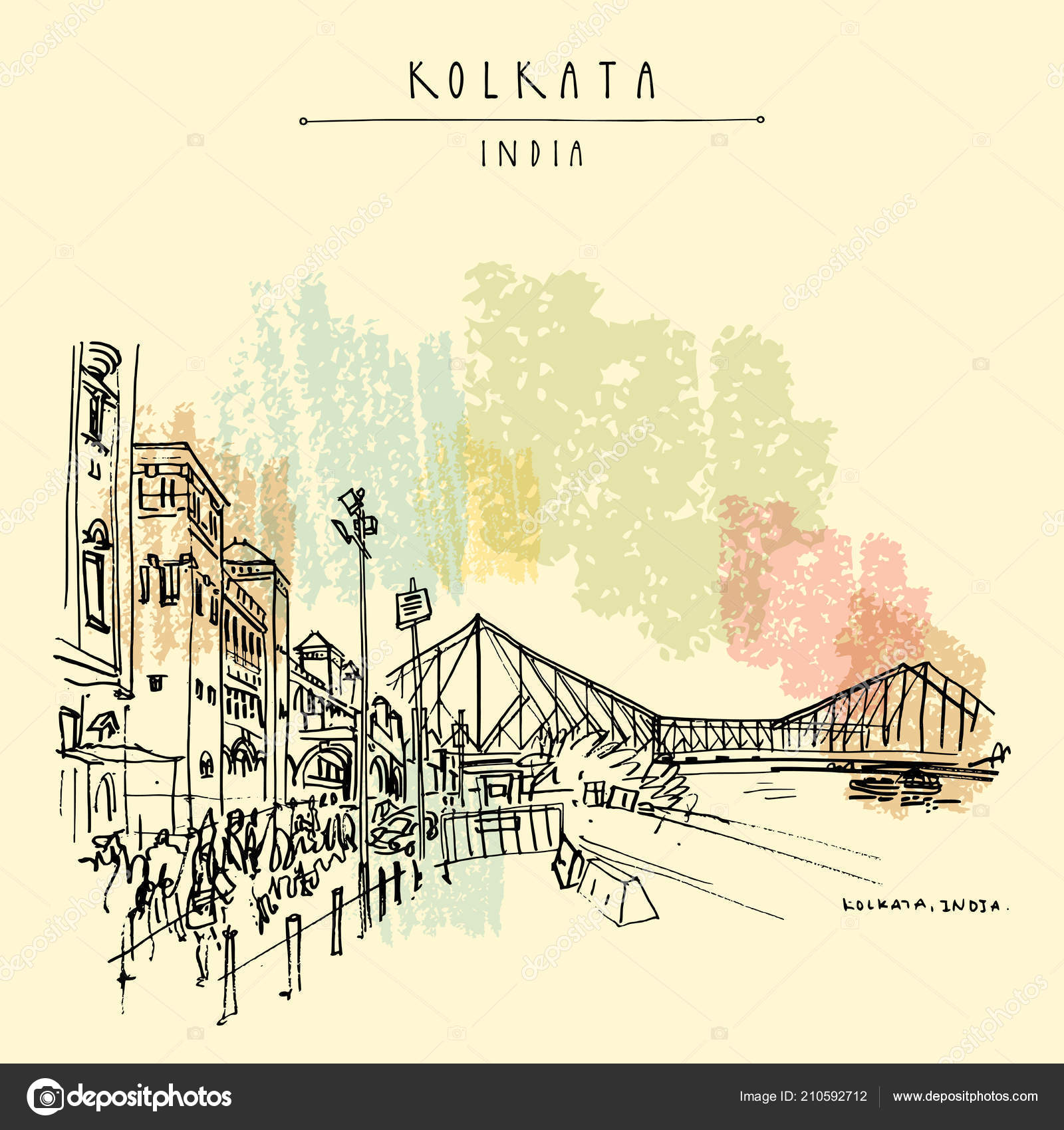 Kolkata India British Era Howrah Junction Railway Station Howrah Bridge ...