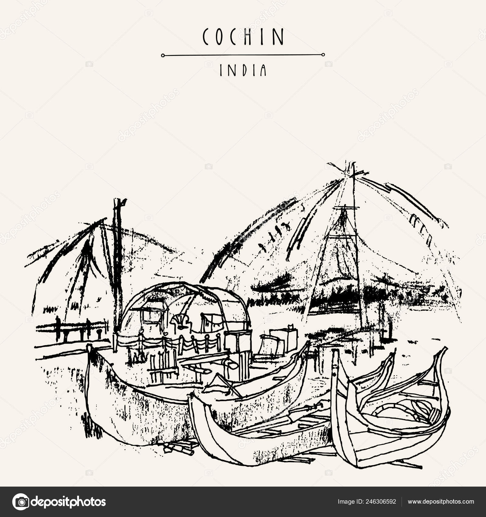 Houseboat Kerala Drawing