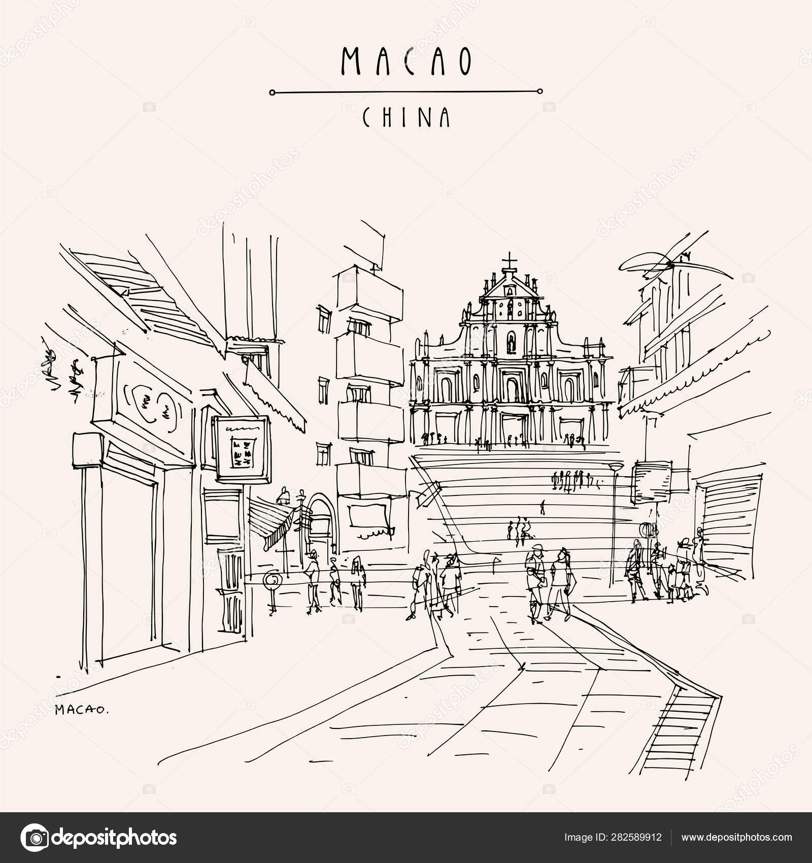 Macao (Macau), China, Asia. View of the ruins of St. Paul's Cath Stock ...