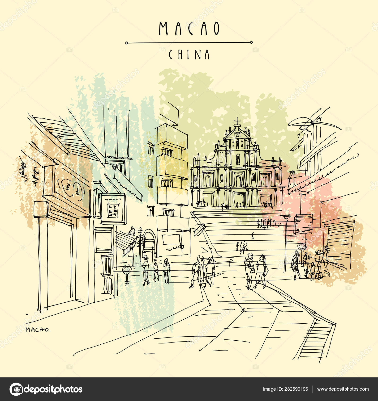 Macao (Macau), China, Asia. View of the ruins of St. Paul's Cath Stock ...