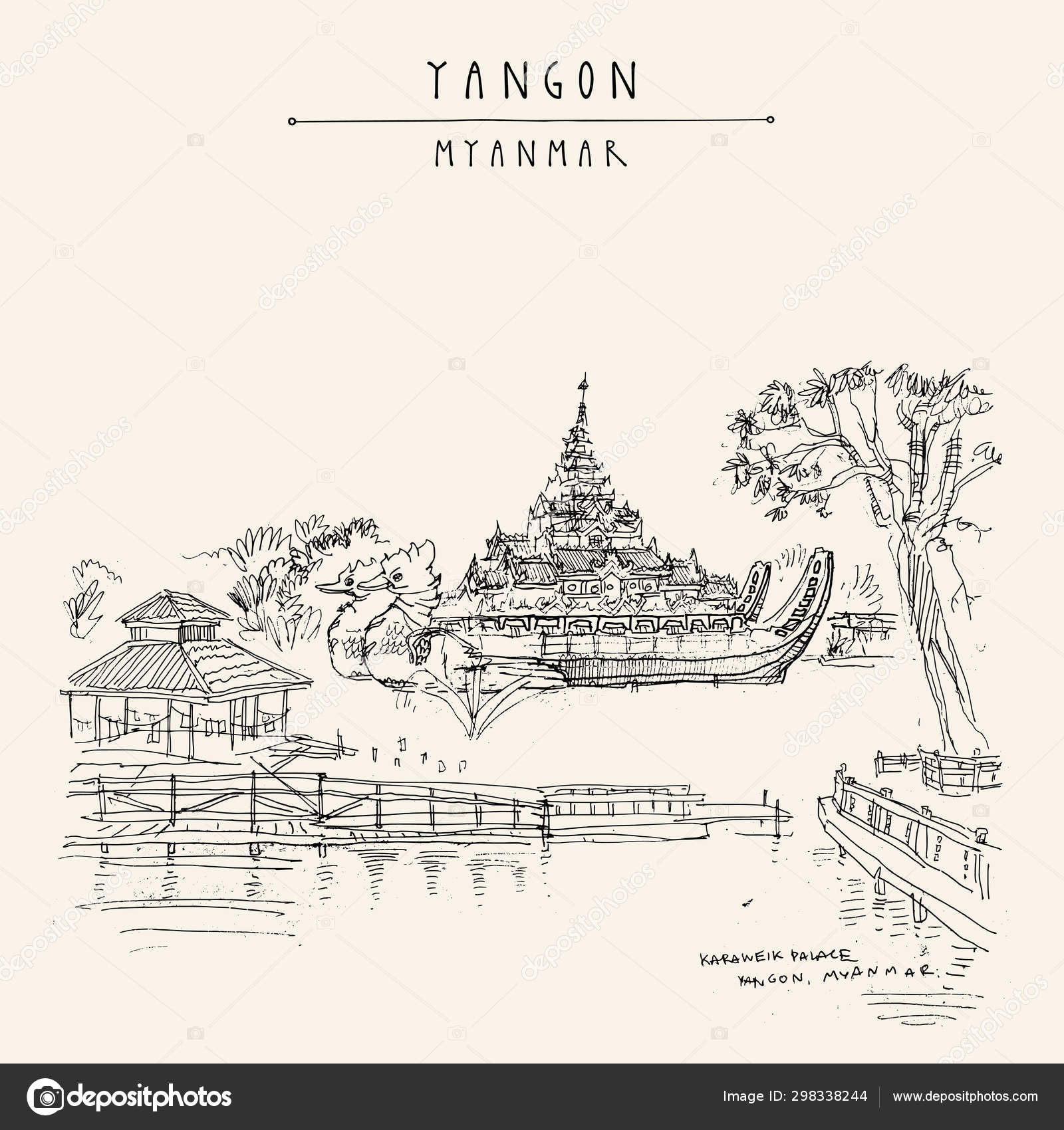 Yangon Pic Postcard Amazon.com: Yangon Poster Colorful Print, Yangon