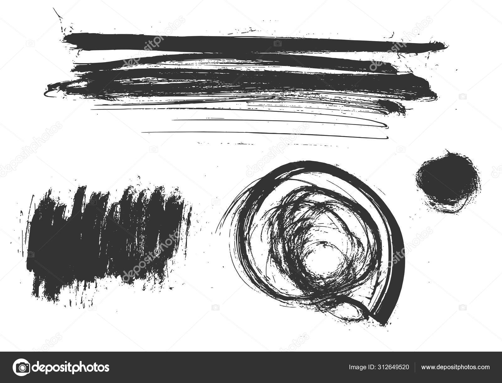 Vector grunge elements. Set of grungy hand drawn brush strokes a Stock Vector by ©babayuka 312649520