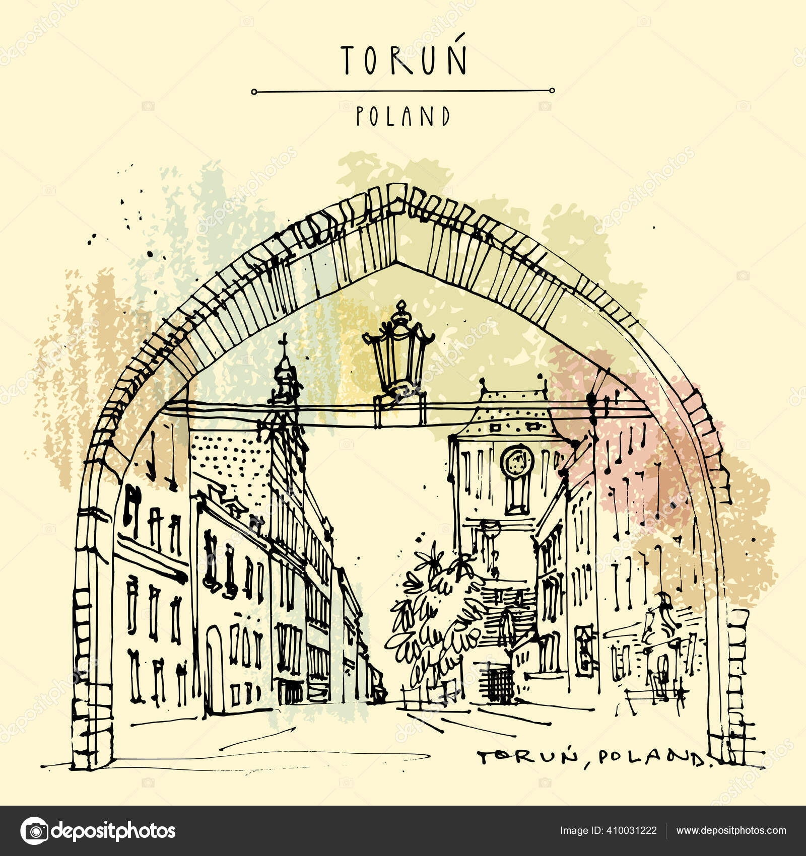 Vector Torun Postcard Old Historical Center Torun Poland Eastern Europe ...