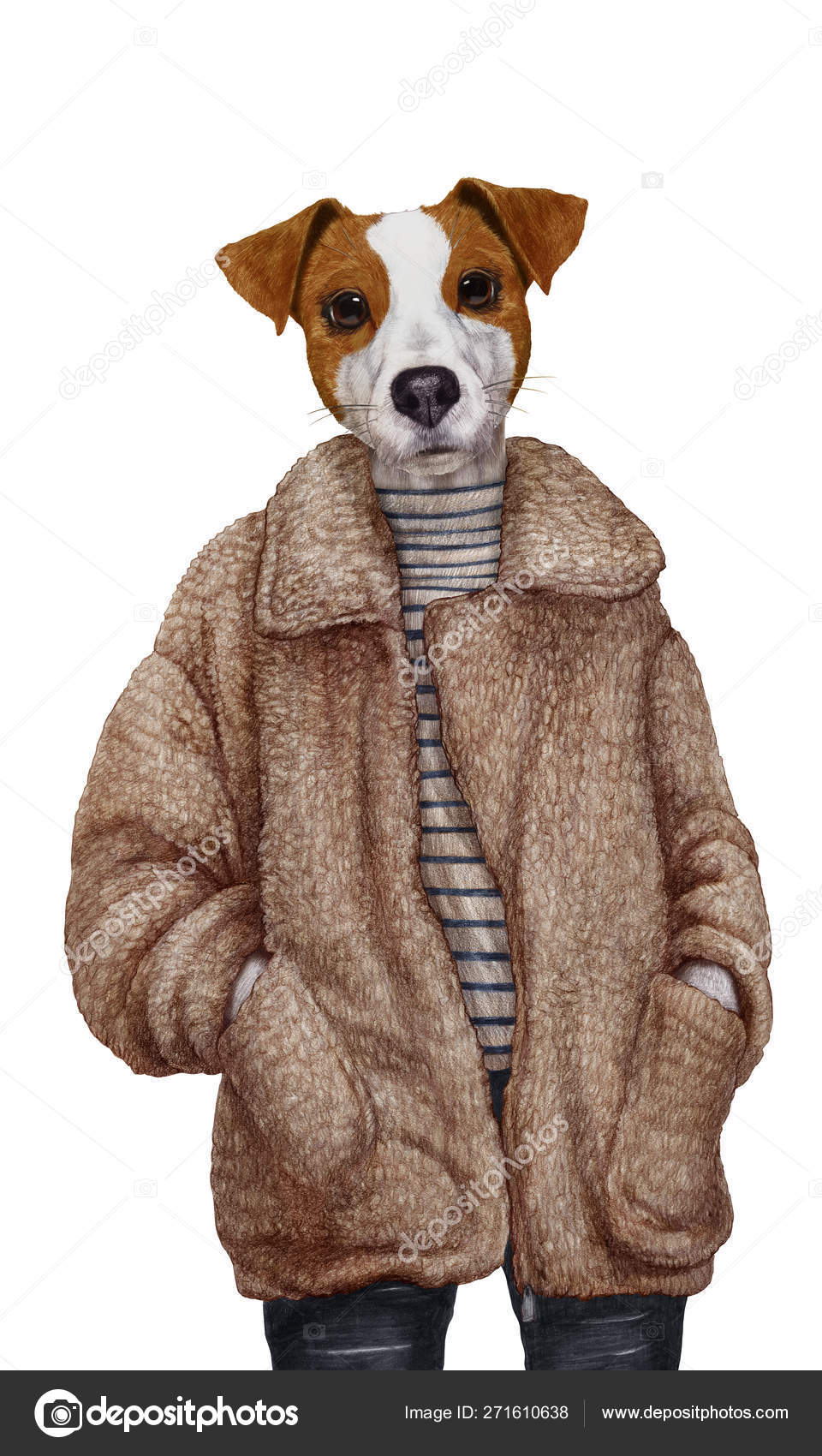 Hand Drawn Pencil Illustration Anthropomorphic Jack Russel Terrier ...