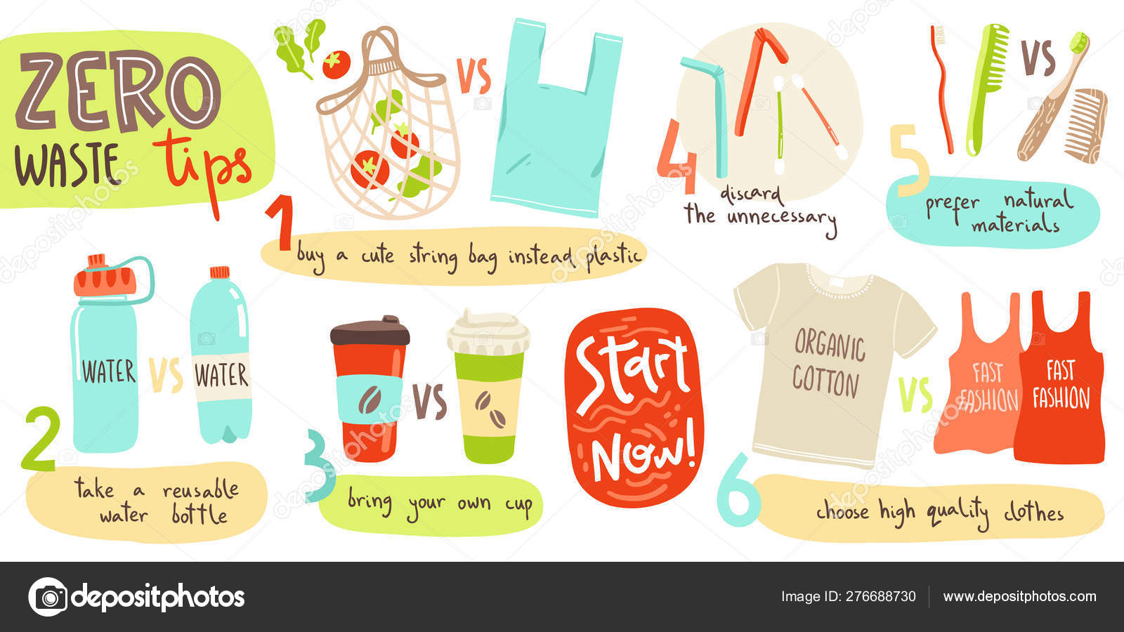 Vector set with hand drawn elements of zero waste life. No plas Stock ...