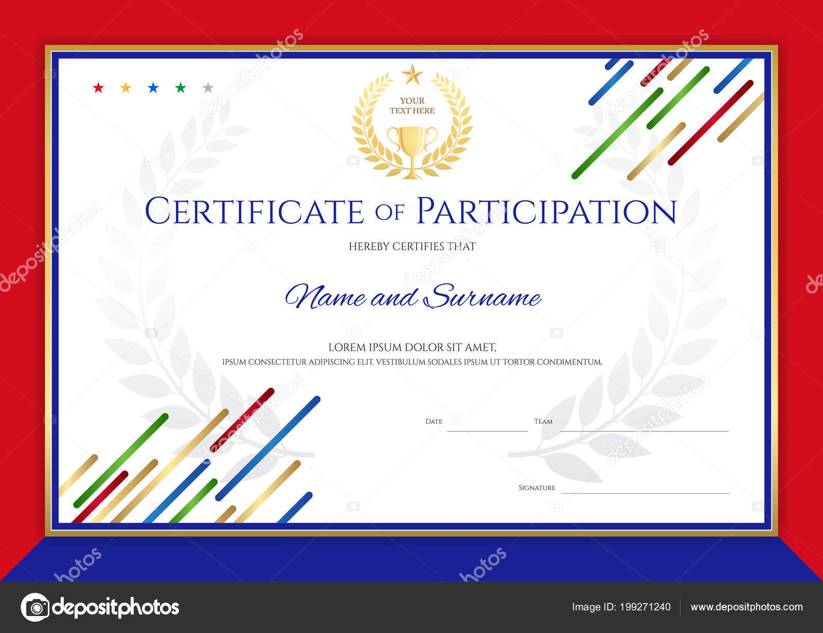 Certificate Template Sport Theme Border Frame Diploma Design Stock ...