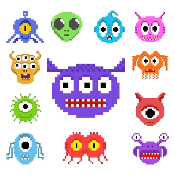 Monster alien vector cartoon pixel monstrous character of monstrosity ...