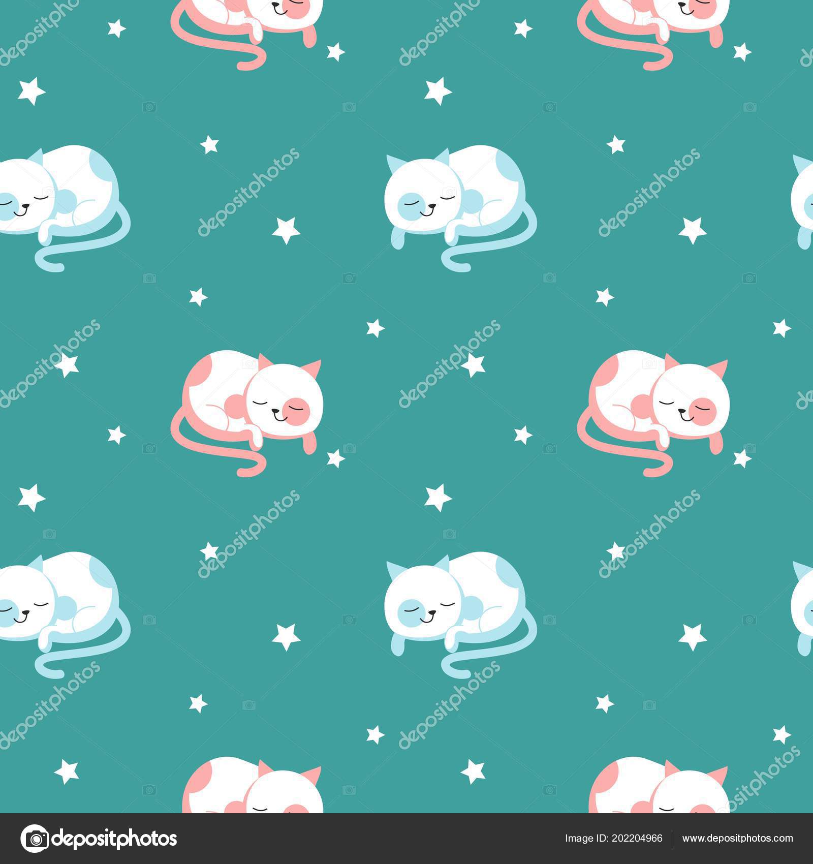 Funny sleeping cats vector seamless pattern Stock Vector Image by ...