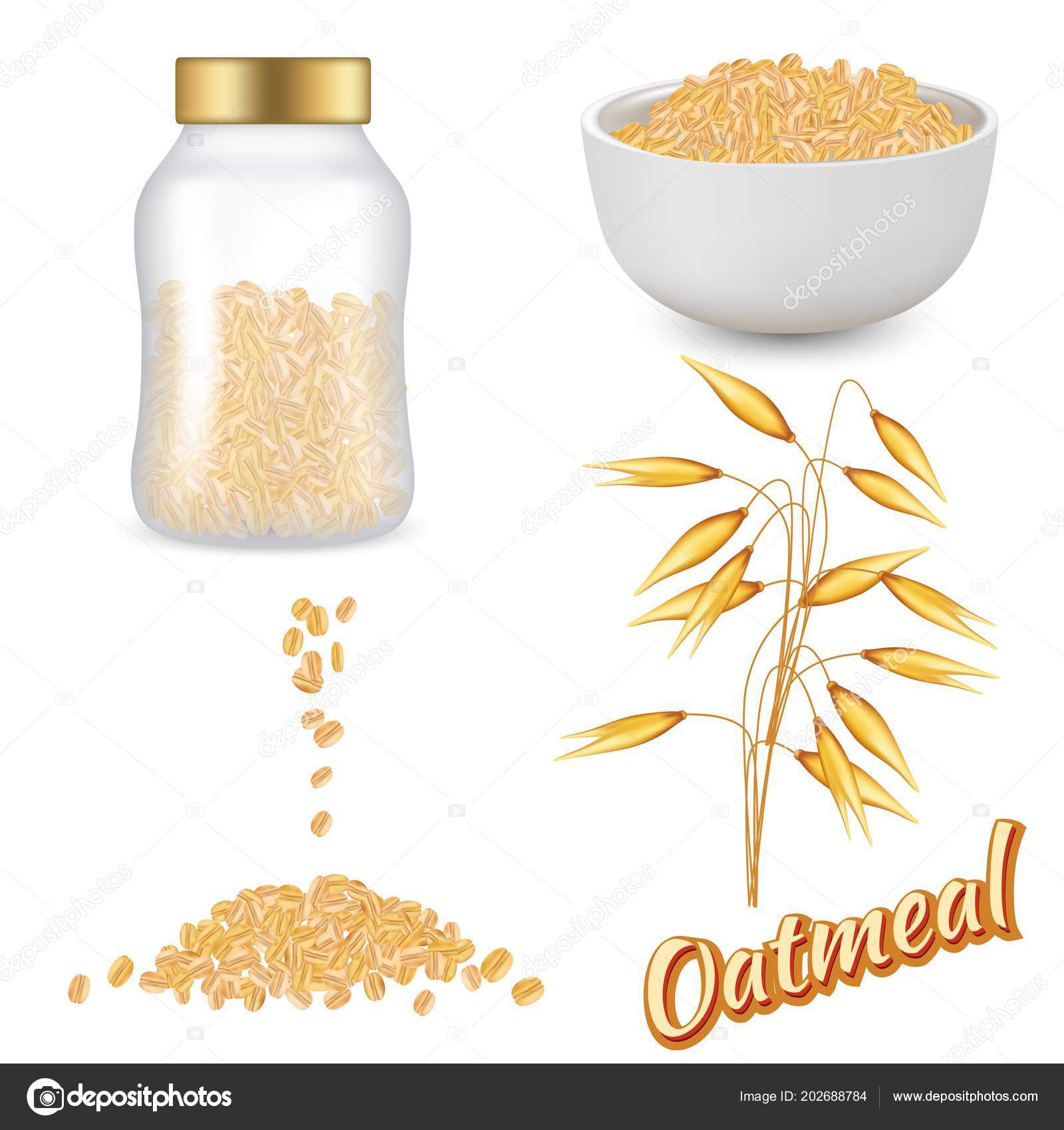 Avena conjunto vector ilustración realista Vector de stock #202688784 ...