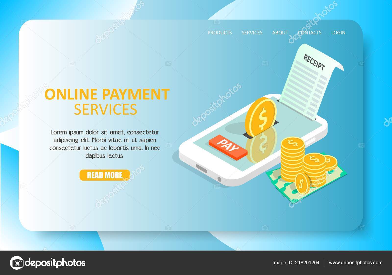 Online payment services landing page website vector template Stock ...