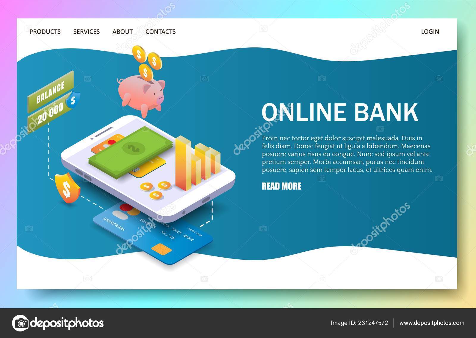 Online bank landing page website vector template Stock Vector by ©SiberianArt 231247572