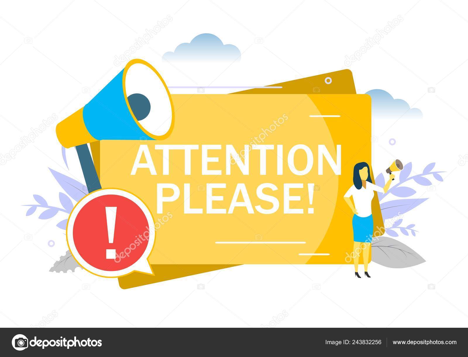 Attention please important announcement, vector flat illustration Stock ...