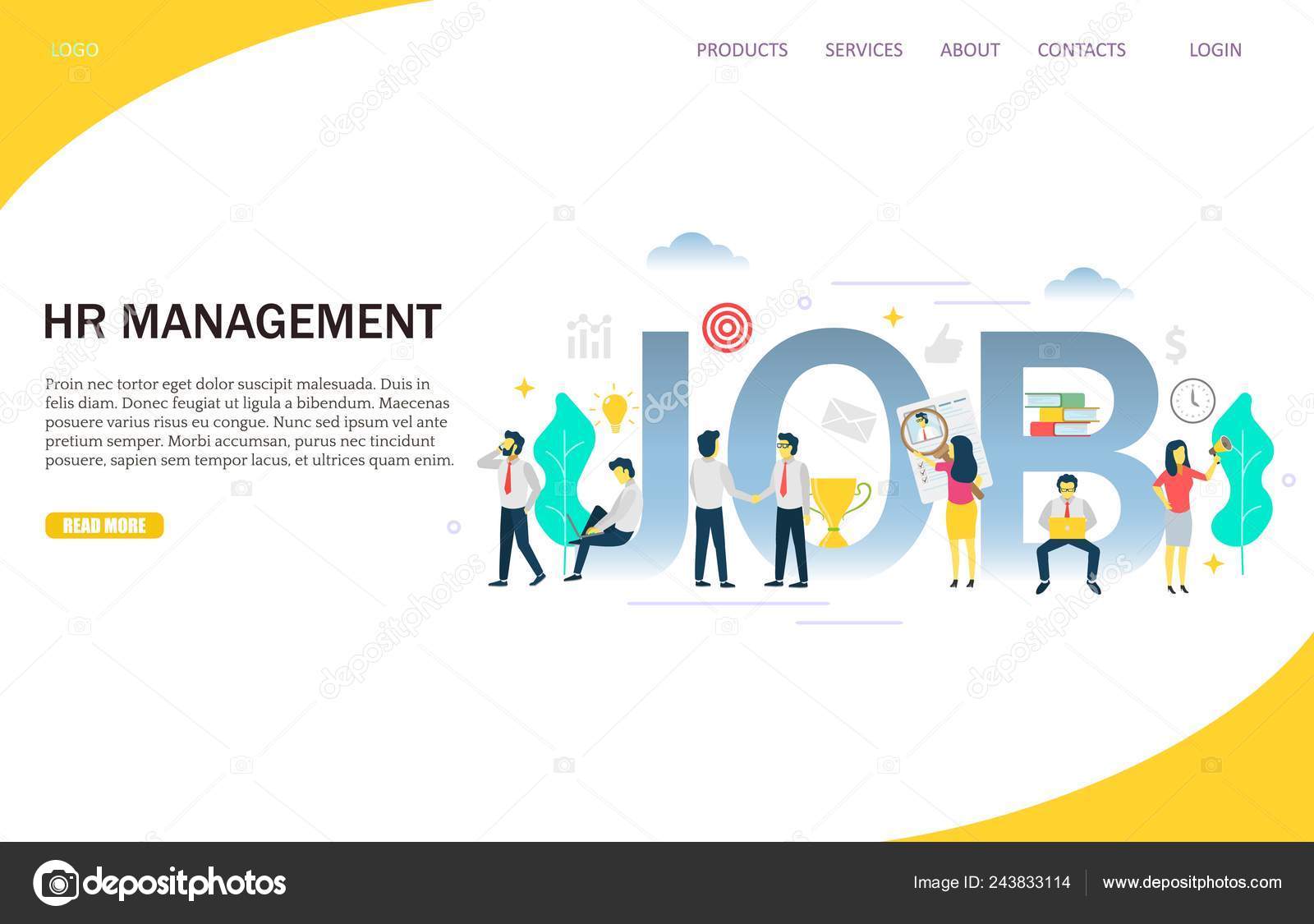 HR management vector website landing page design template Stock Vector ...
