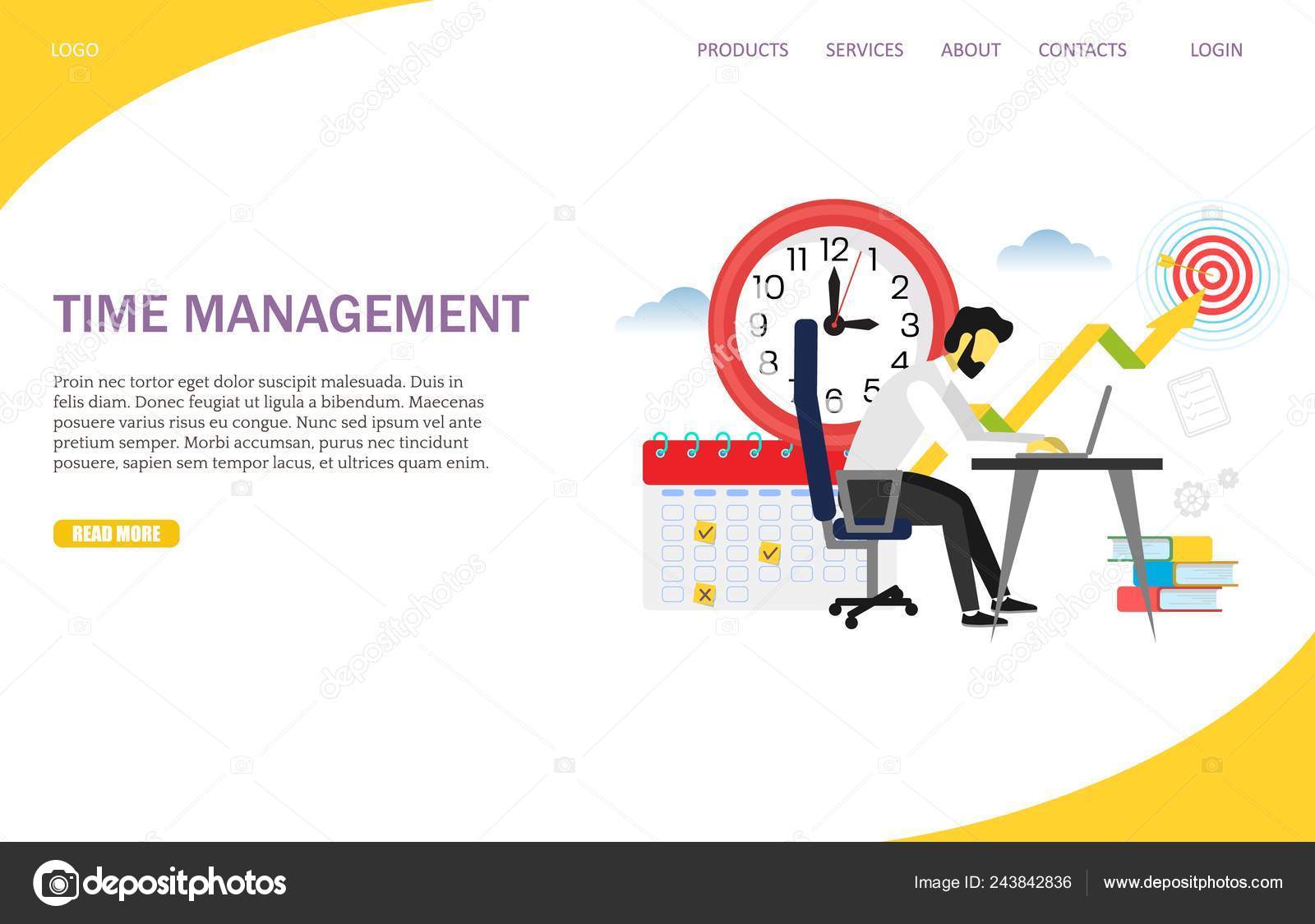 Time management vector website landing page design template Stock ...