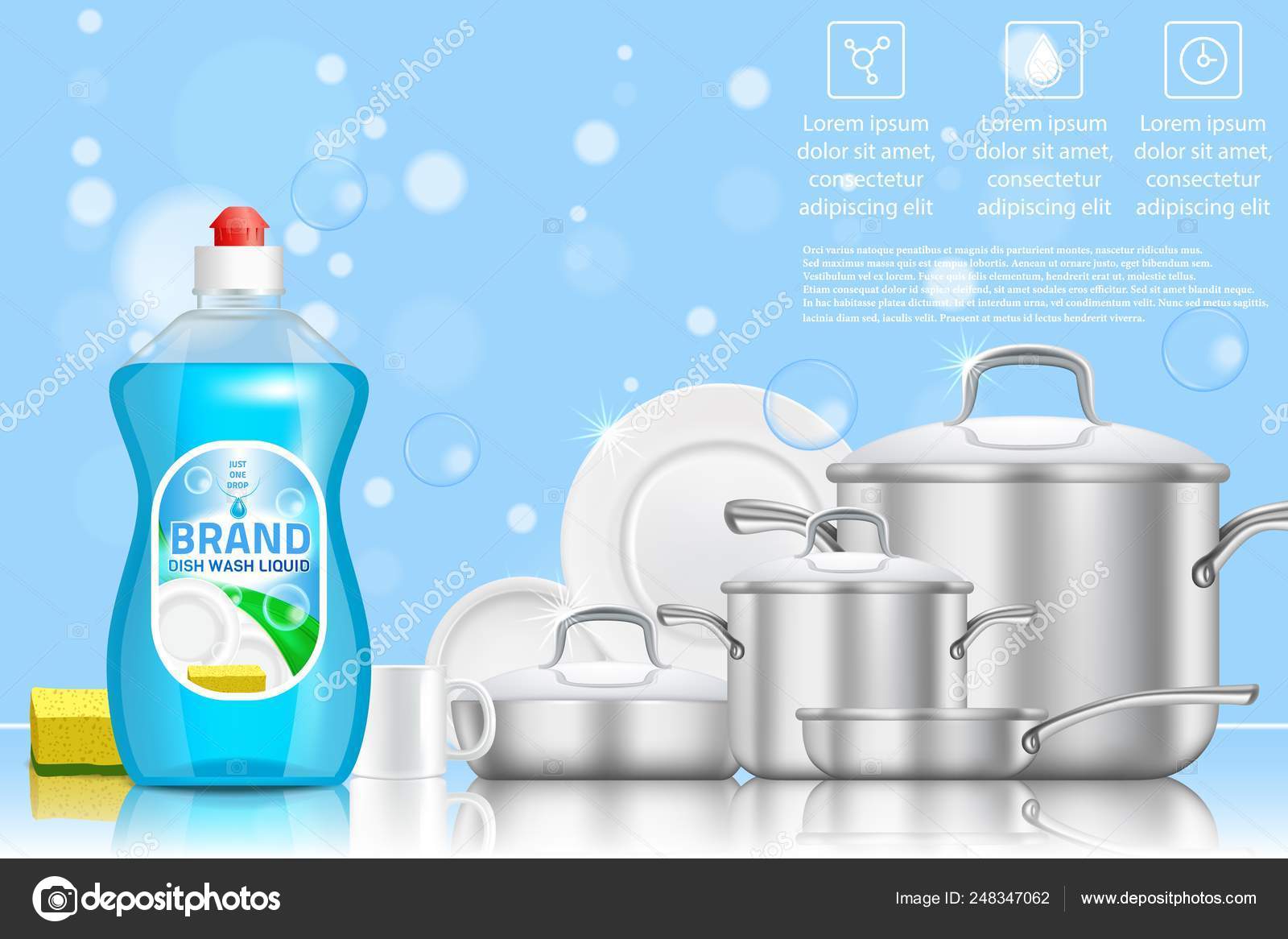 Dishwashing liquid soap ad, vector realistic illustration Stock Vector ...