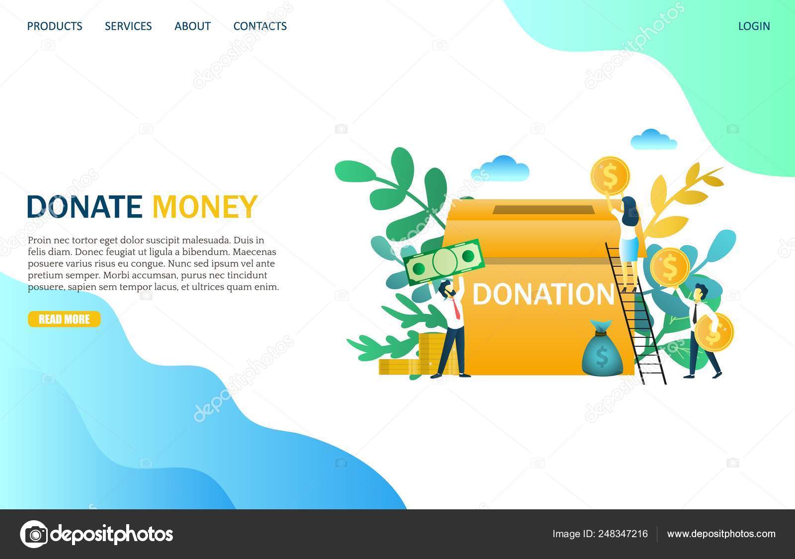 Donar dinero vector página web landing page plantilla de diseño Vector ...