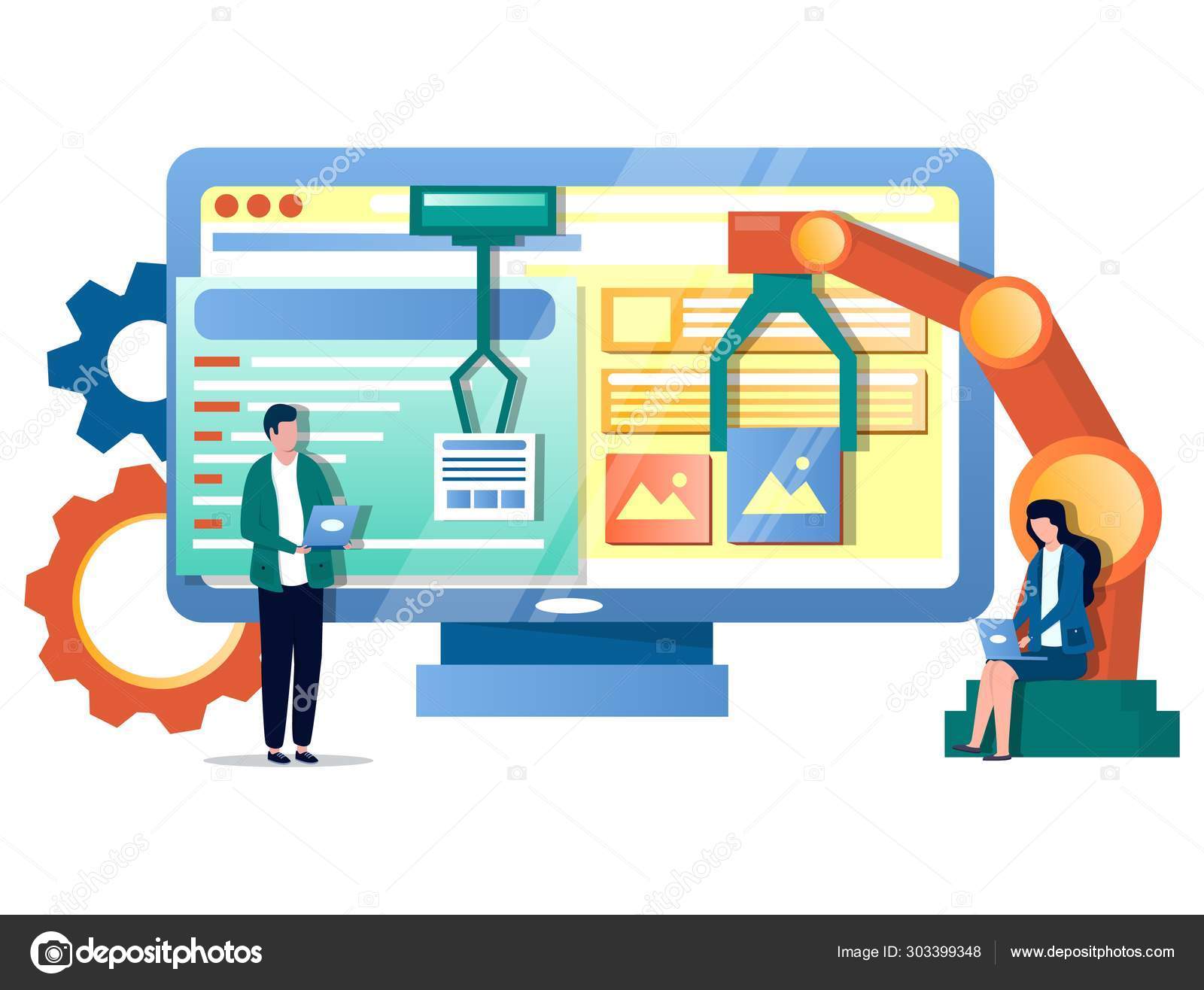 IT process automation vector concept for web banner, website page Stock ...