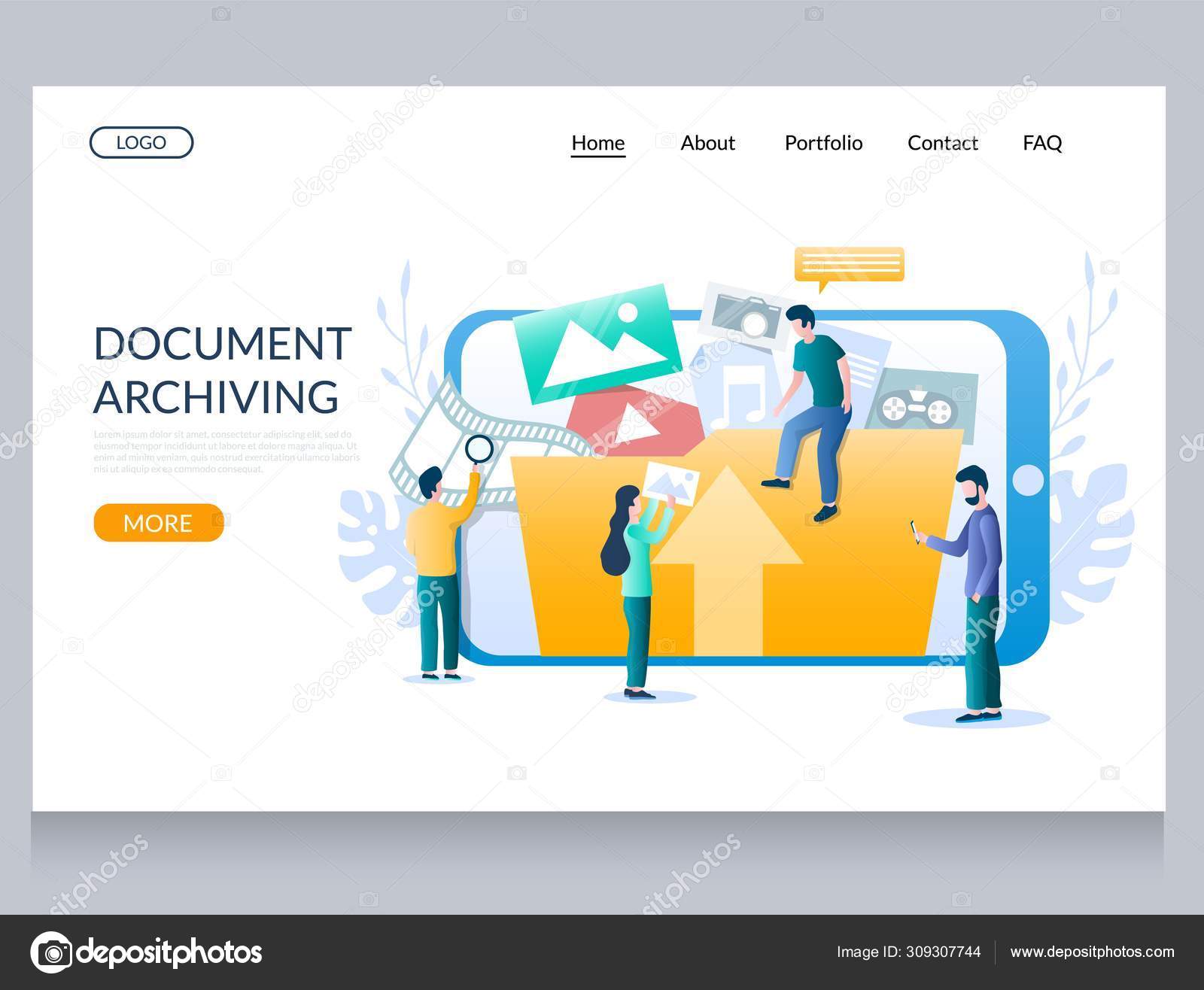 Document archiving vector website landing page design template Stock ...