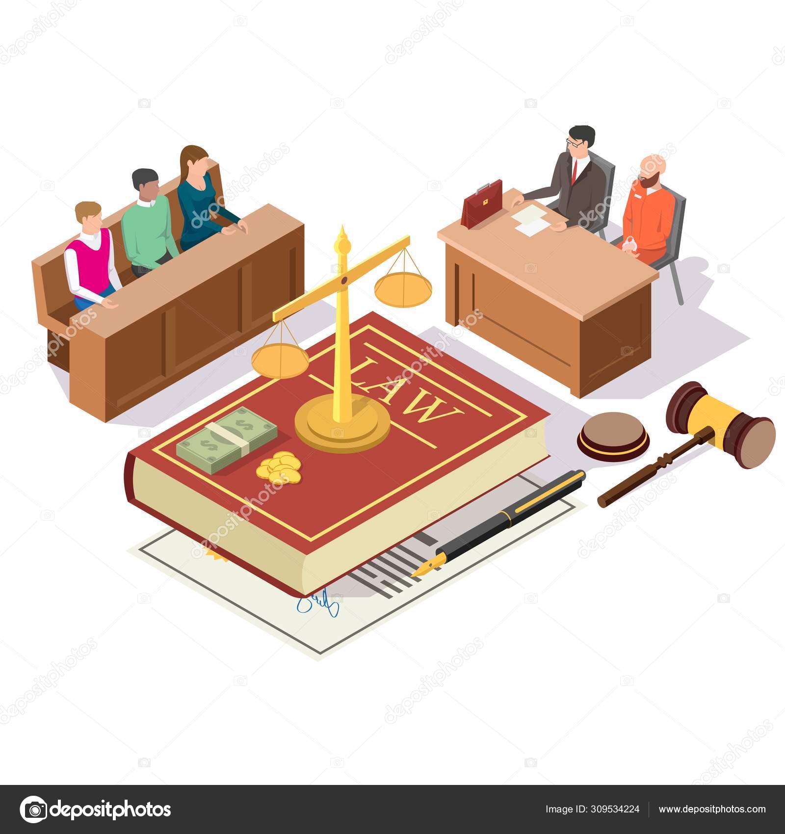 Gerichtssaal Mit Geschworenen Und Richter