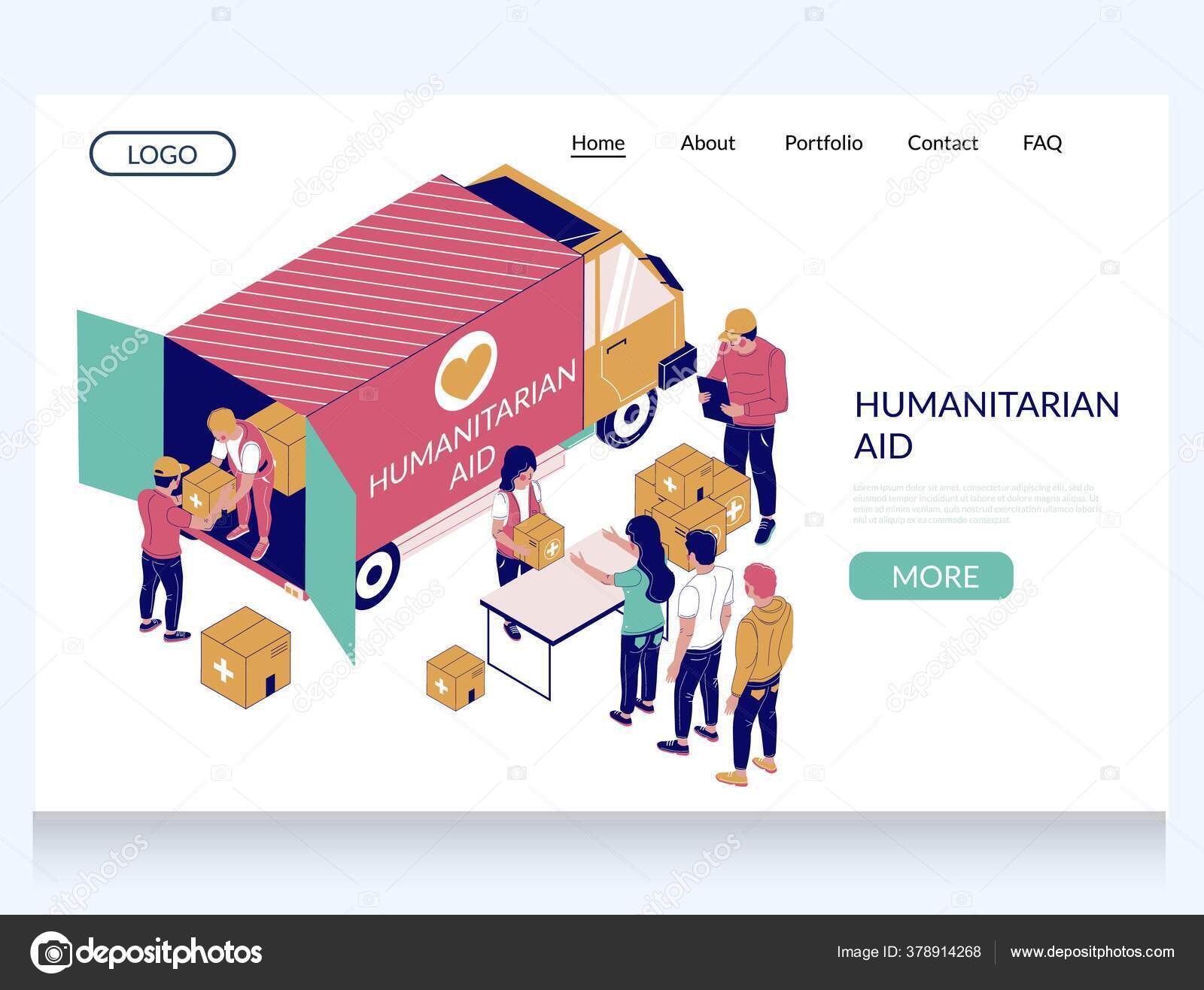 Humanitarian aid vector website landing page template — Stock Vector ...