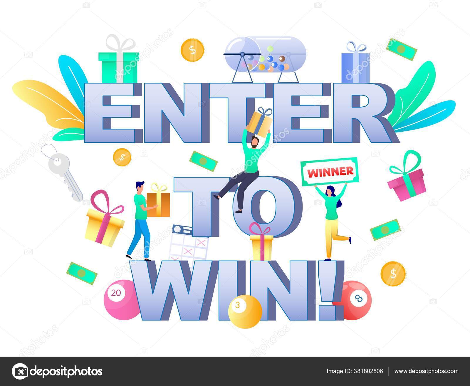 Enter to win typography banner template, vector illustration Stock ...