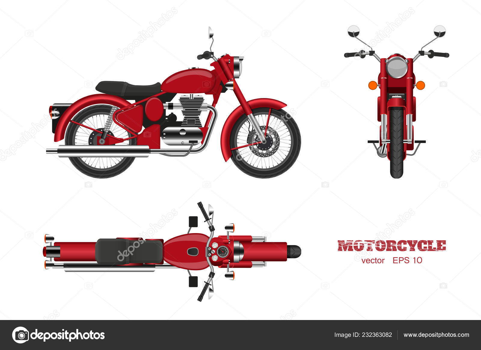 Classic Motorcycle Clipart From Behind