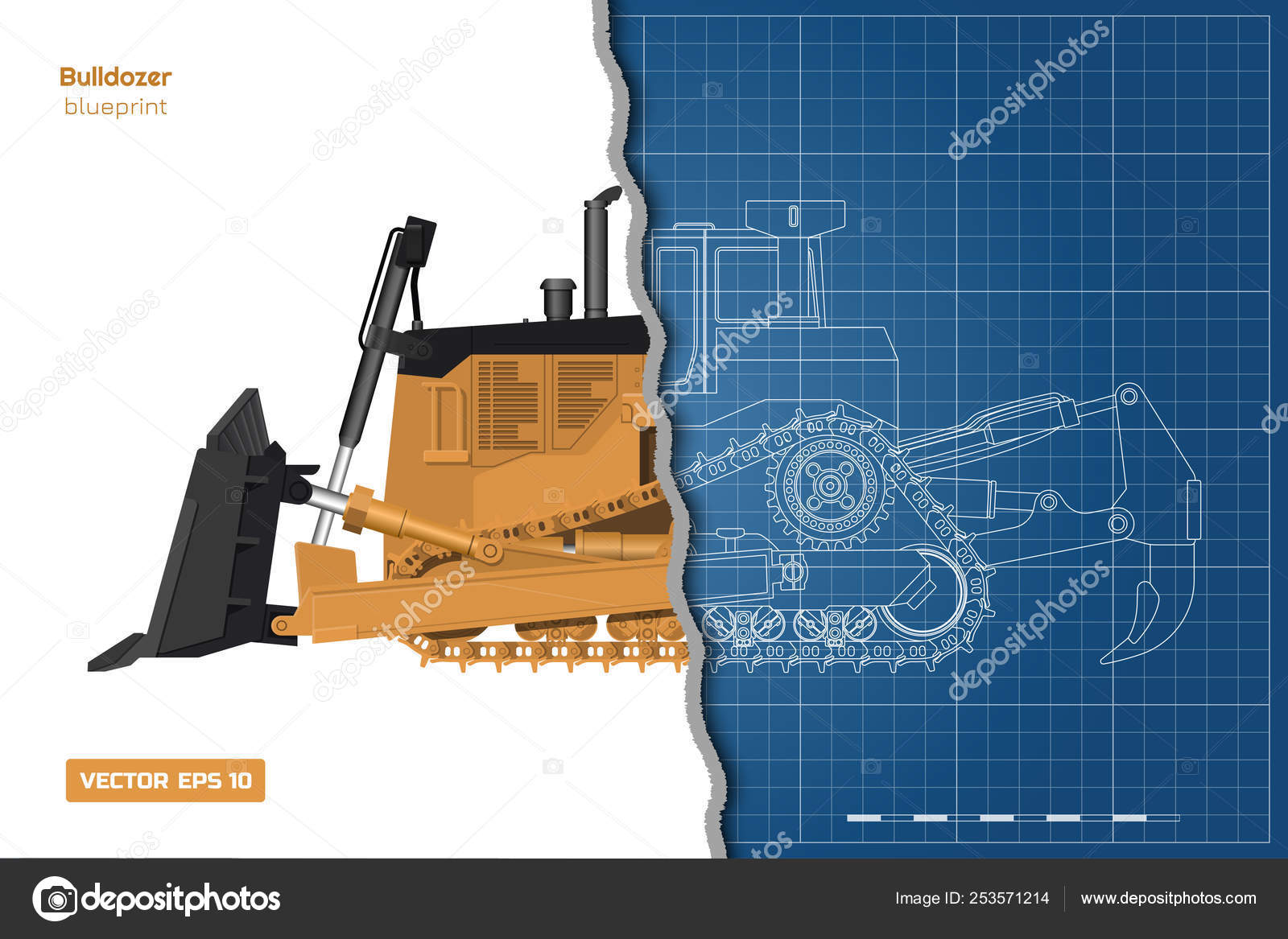 Bulldozer Drawing Side View
