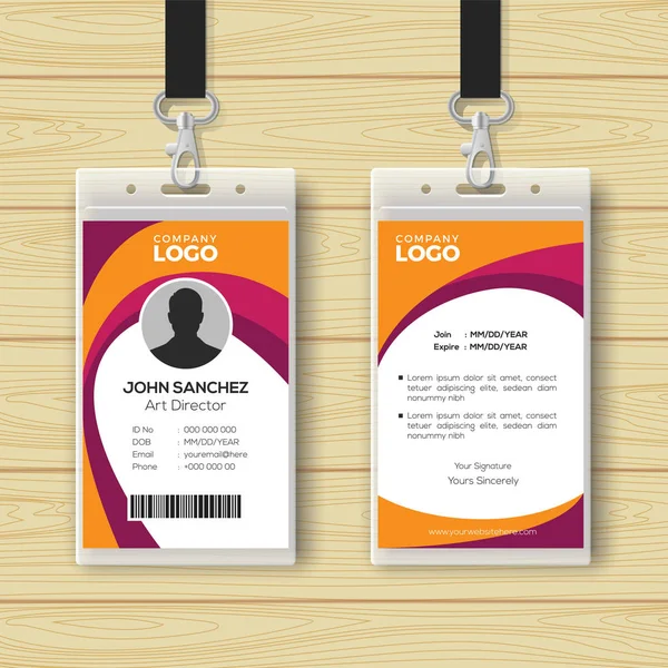 Professional ID Card Template with Yellow Details Stock Vector by ...