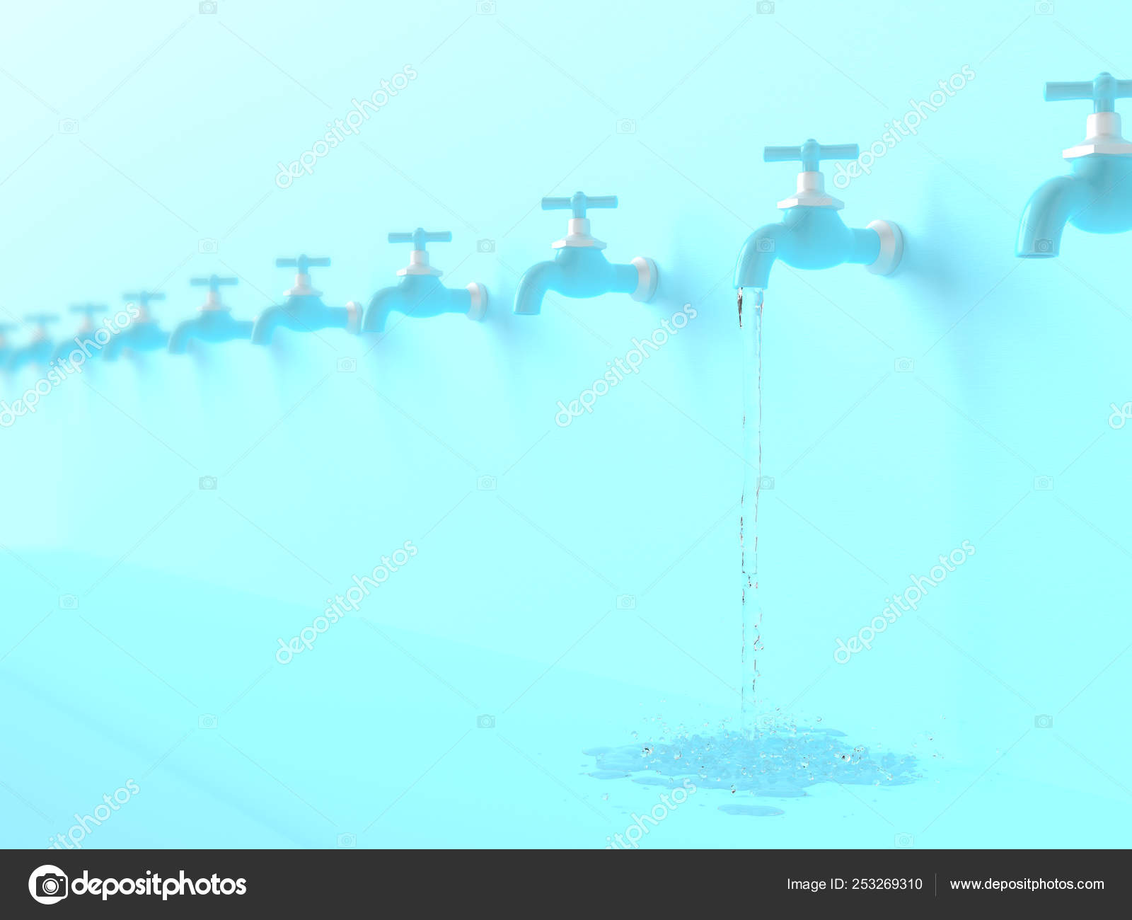 Water tap pouring blue pastel color Stock Photo by ©oatintro 253269310