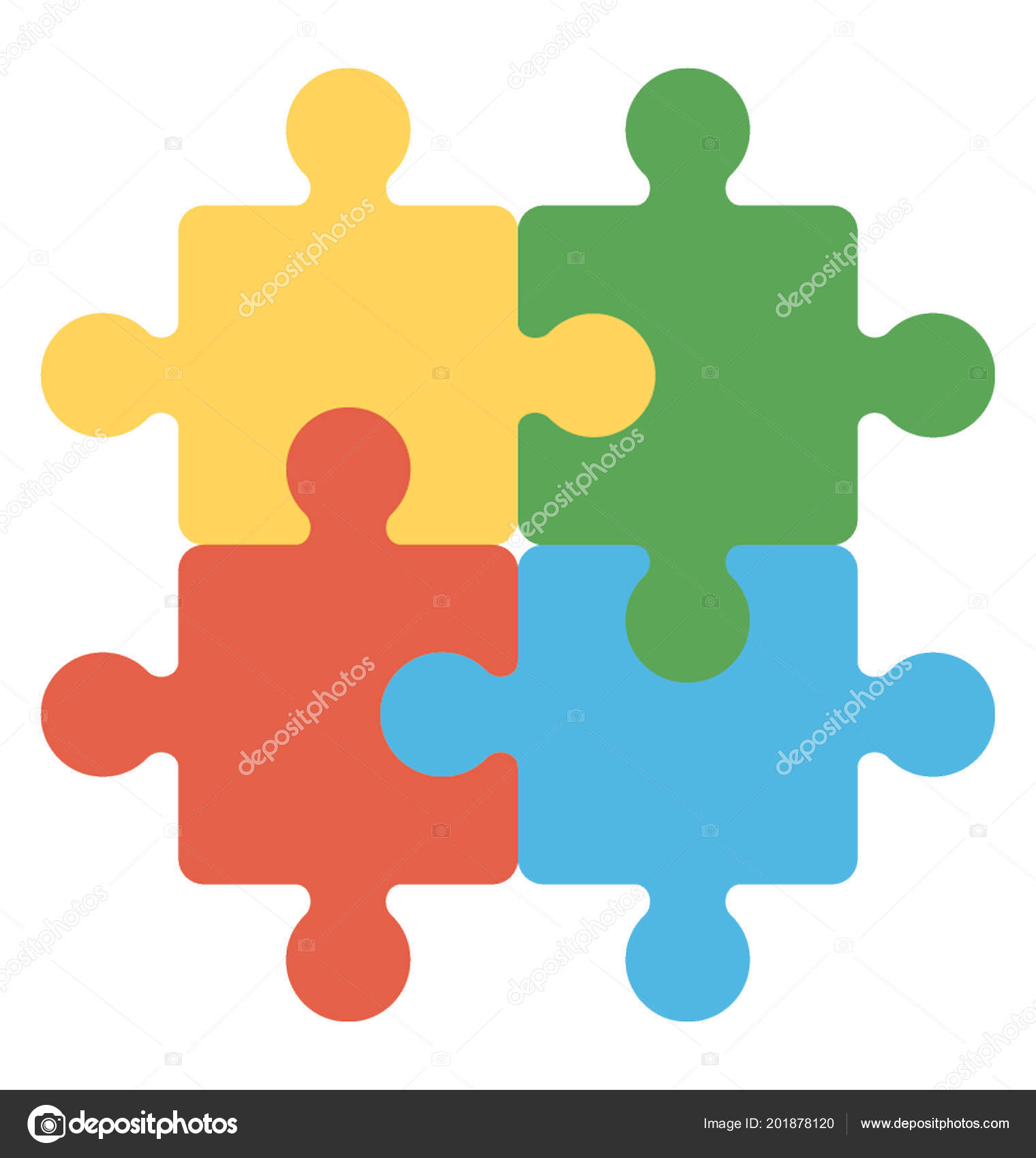 Puzzleteile Ineinander Greifend Flaches Vektorsymbol Stock-Vektorgrafik ...