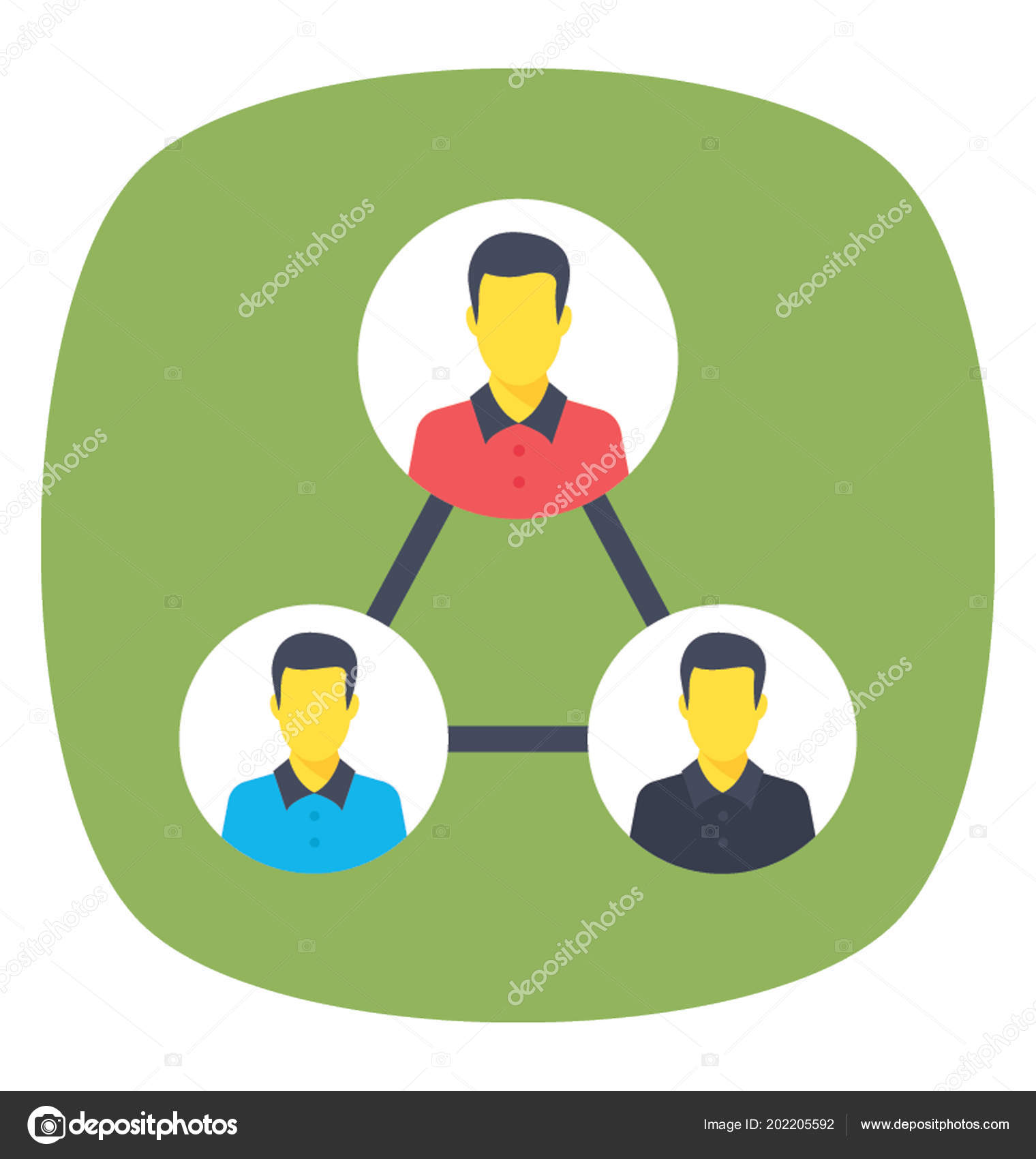 Three People Connected Network Icon Represent Concept Teamwork Stock ...