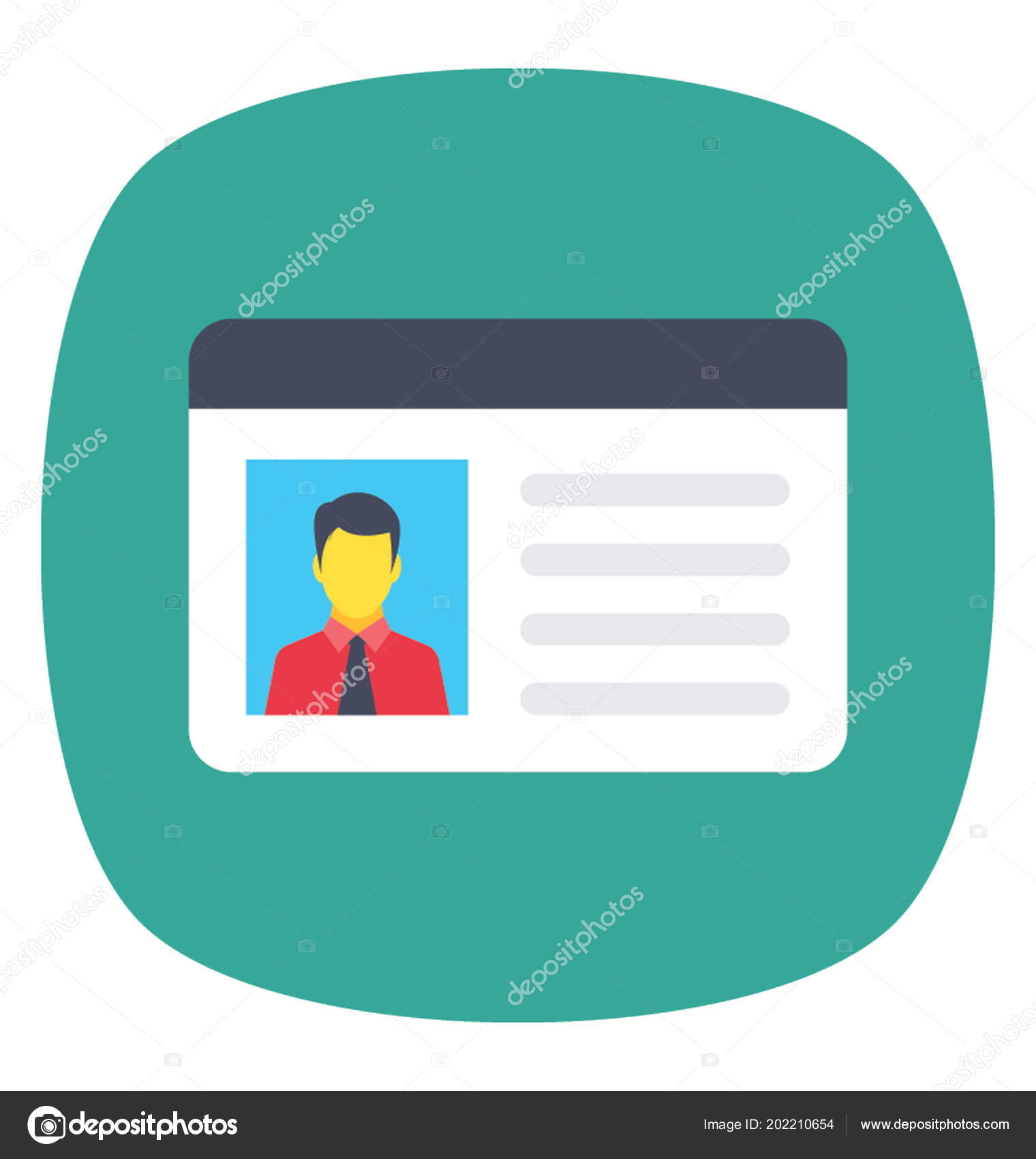 Show Identity Card Flat Icon Stock Vector Image by ©vectorsmarket ...