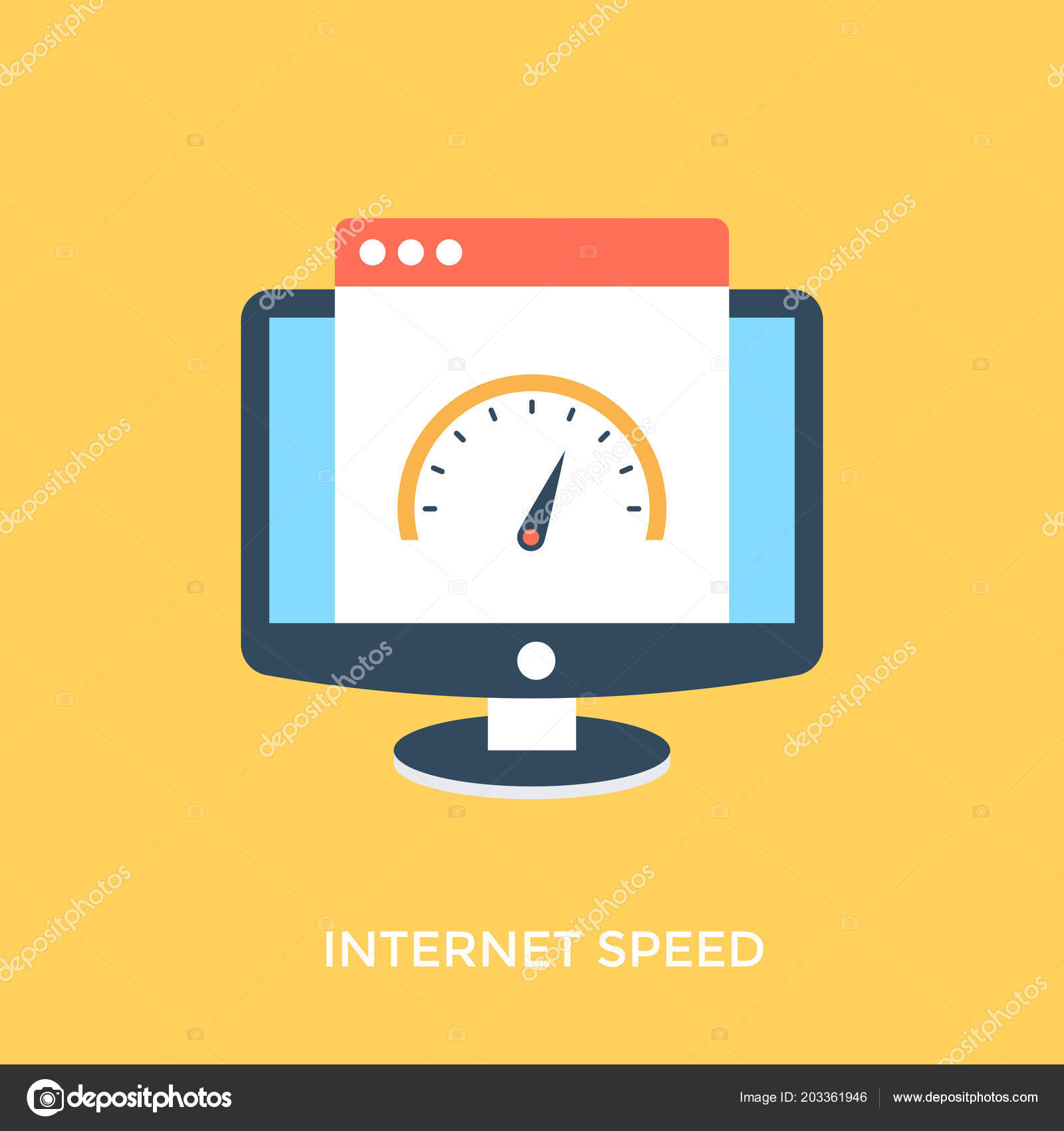 Icon Showing Computer Speedometer Internet Connection Giving Concept ...