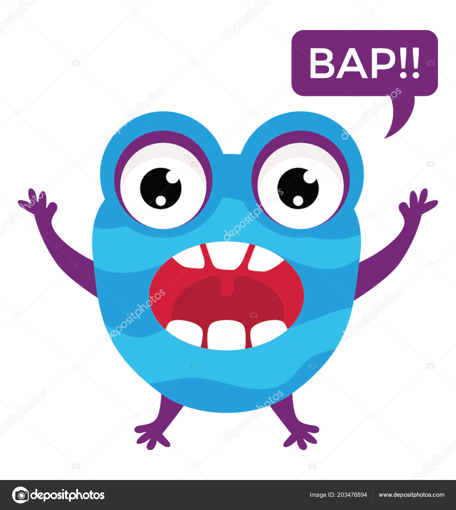 Angry Cartoon Monster Screaming Yelling Angry Monster Expression Bap ...