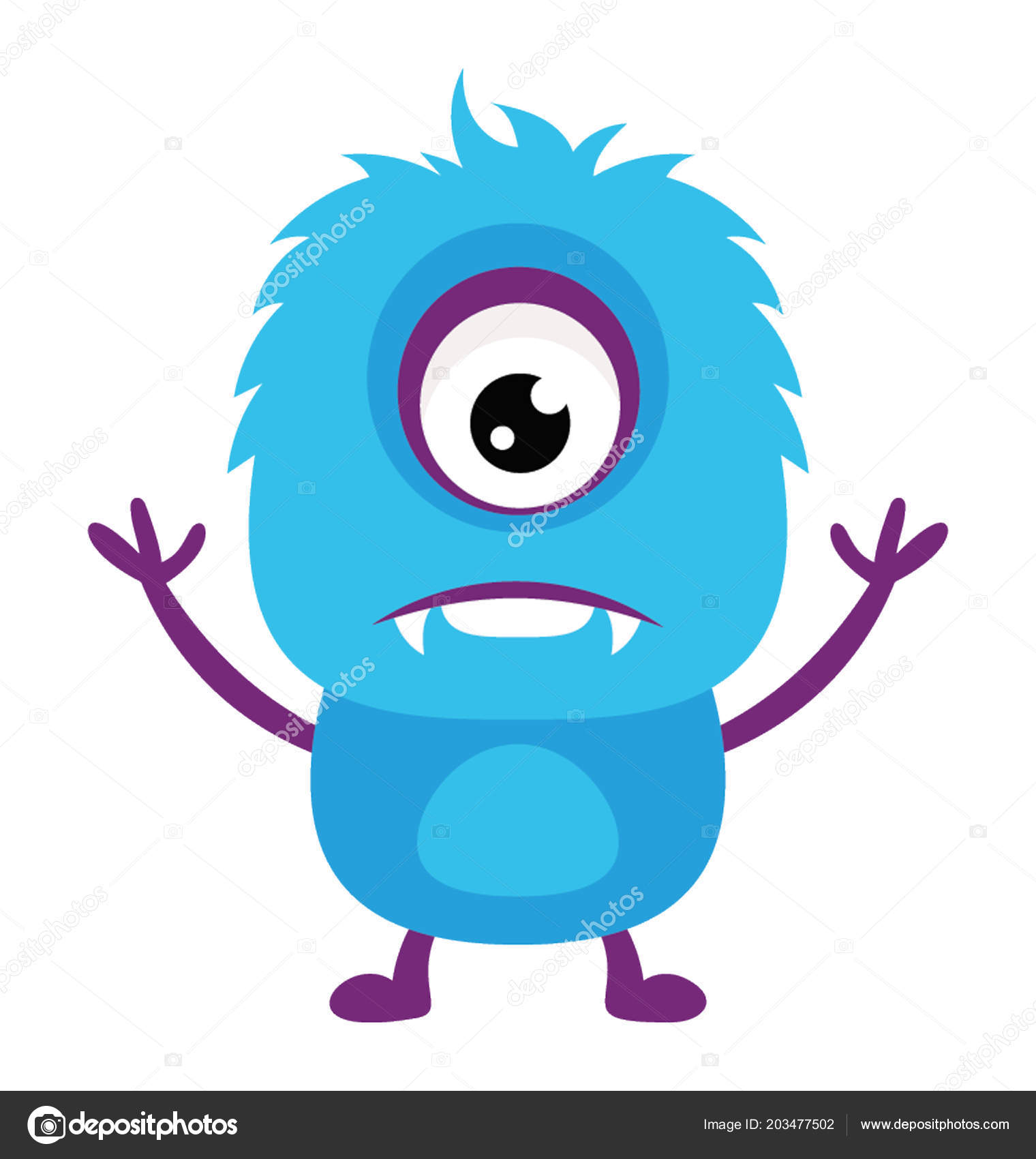 Multiple Eyes Big Tooth Scary Monster Screaming Stock Vector by ...