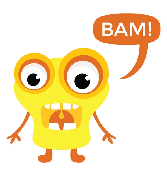 Big Eyed Big Mouth Scary Monster Screaming Wham Message Bubble Stock ...