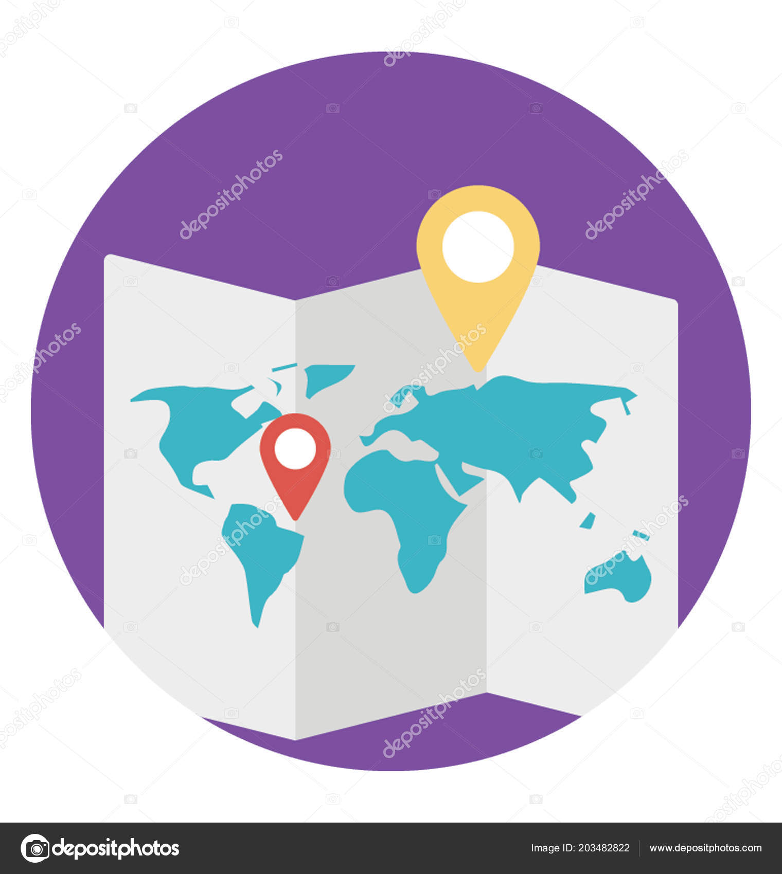 Captivated Icon Map Destination Designed Using Pin Pointers Folding ...