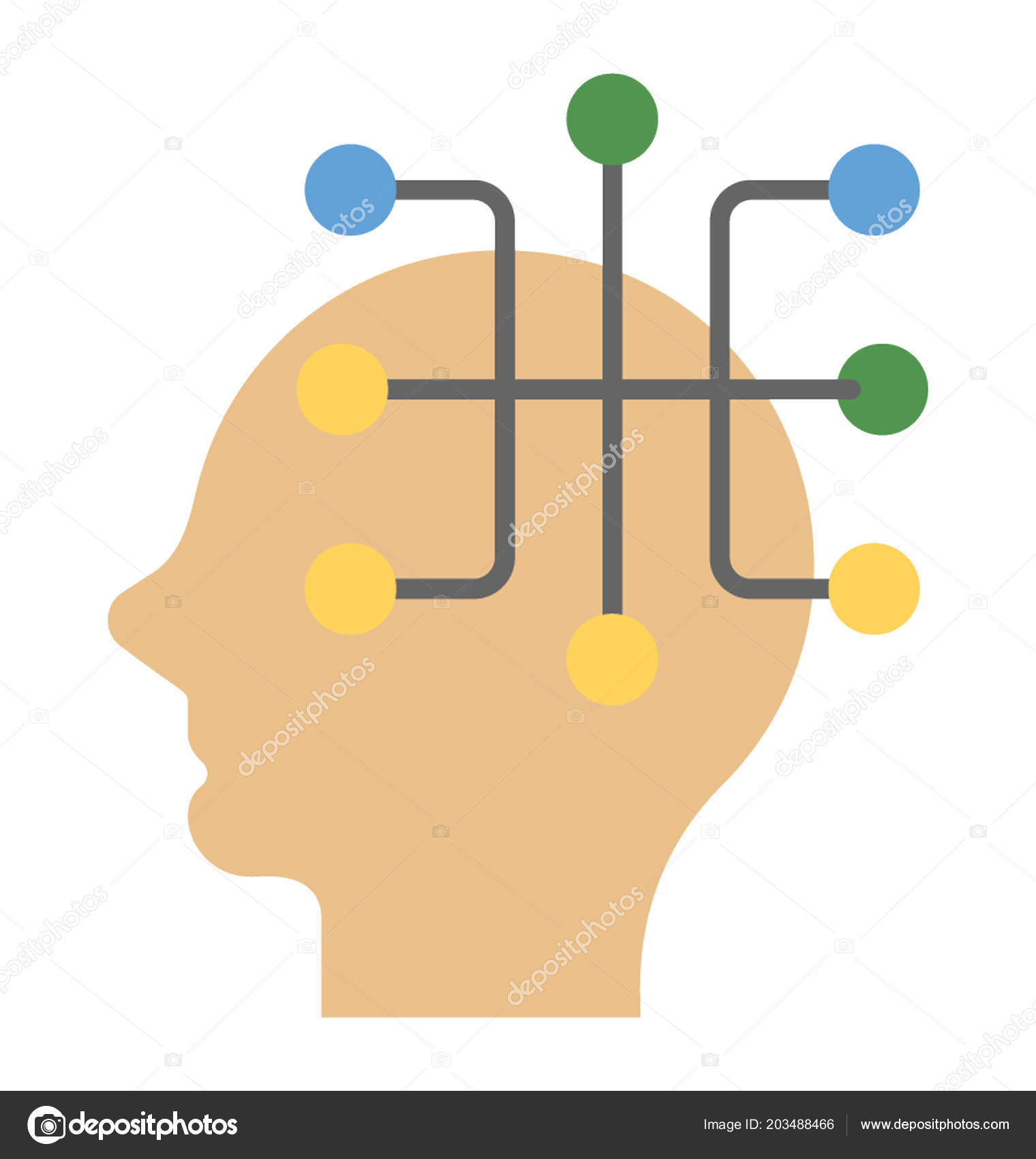 Human Brain Network Nodes Symbolising Thinking Process Stock Vector ...