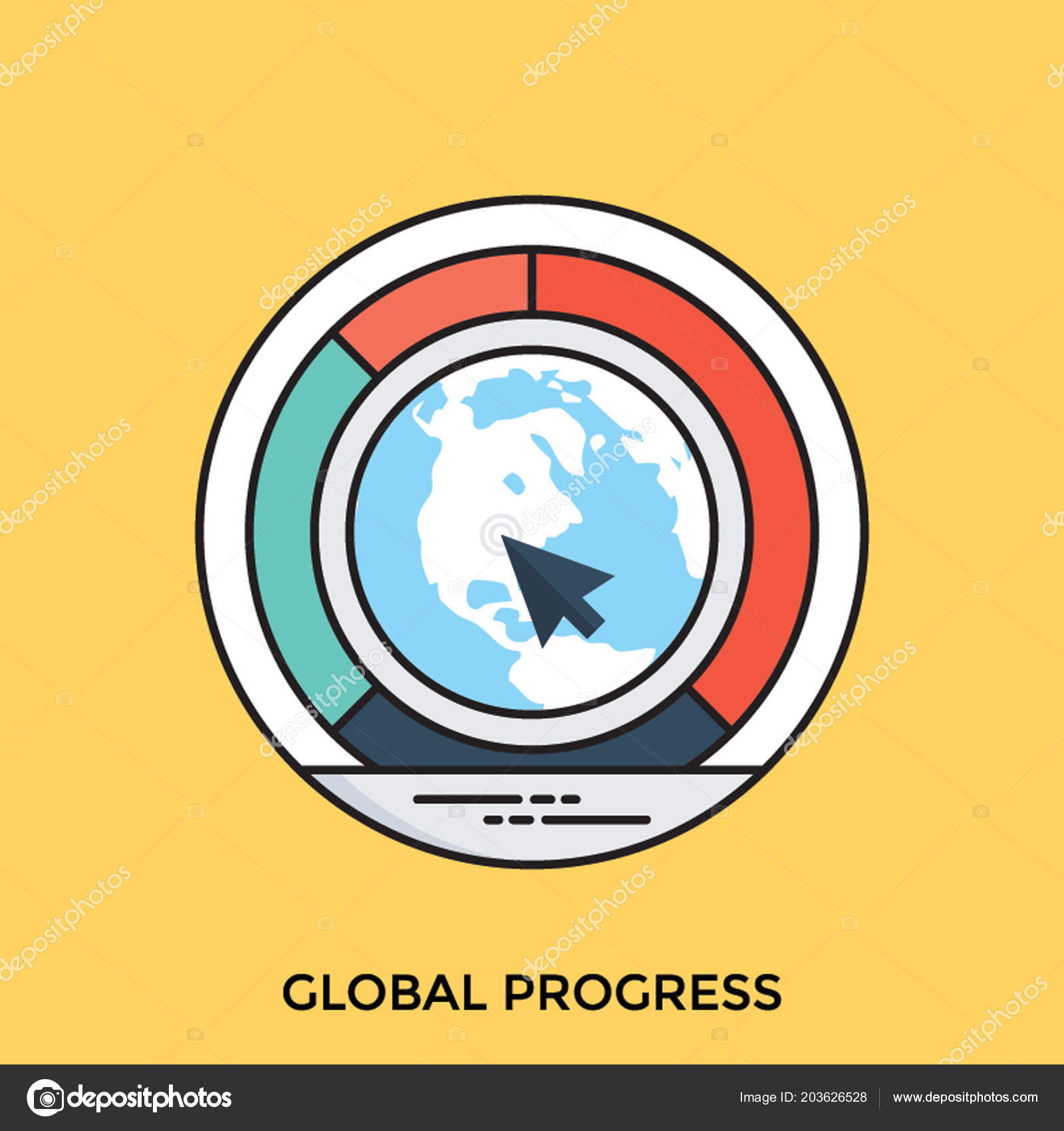 Cursor Pointing Sky Globe Icon Pointing Global Progress Stock Vector ...