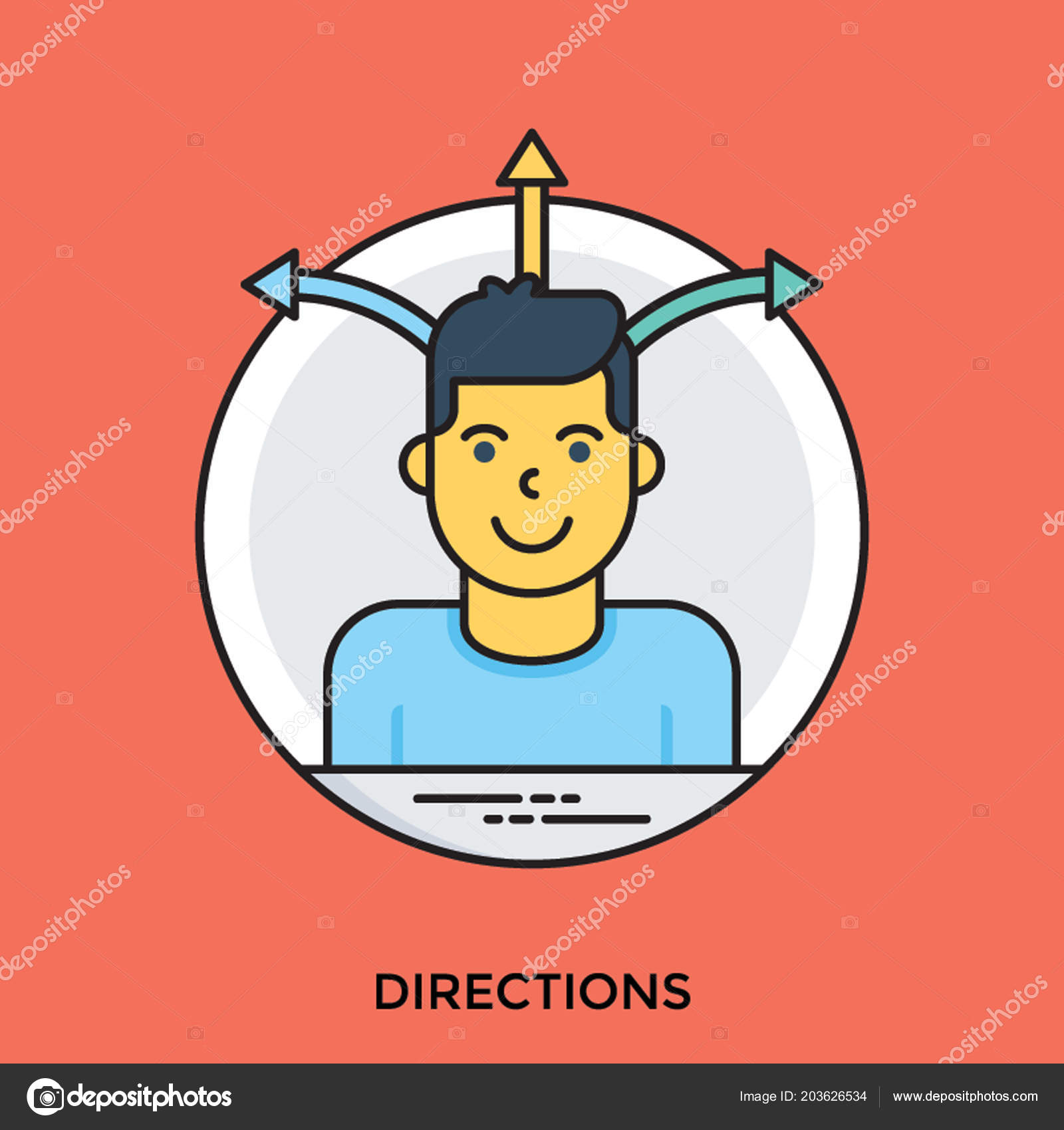 Human Avatar Casually Dressed Male Arrows Head Directing Idea Direction ...